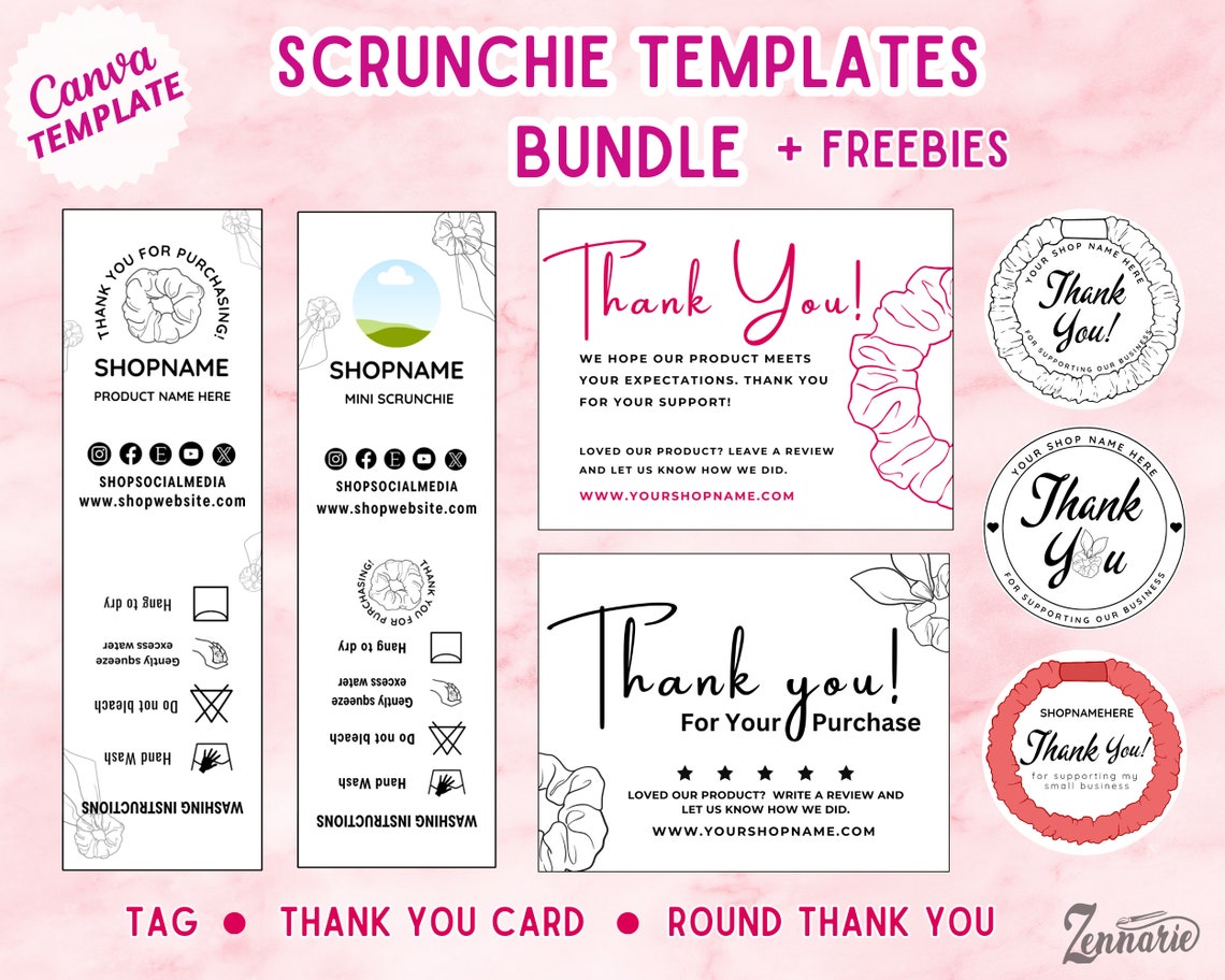 Editable Scrunchie Tag Template for Small Businesses Customizable Easy ...