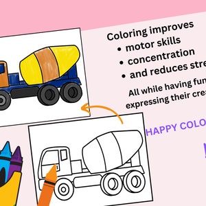 Trucks Coloring Pages for Kids Construction Truck for Children Activity ...