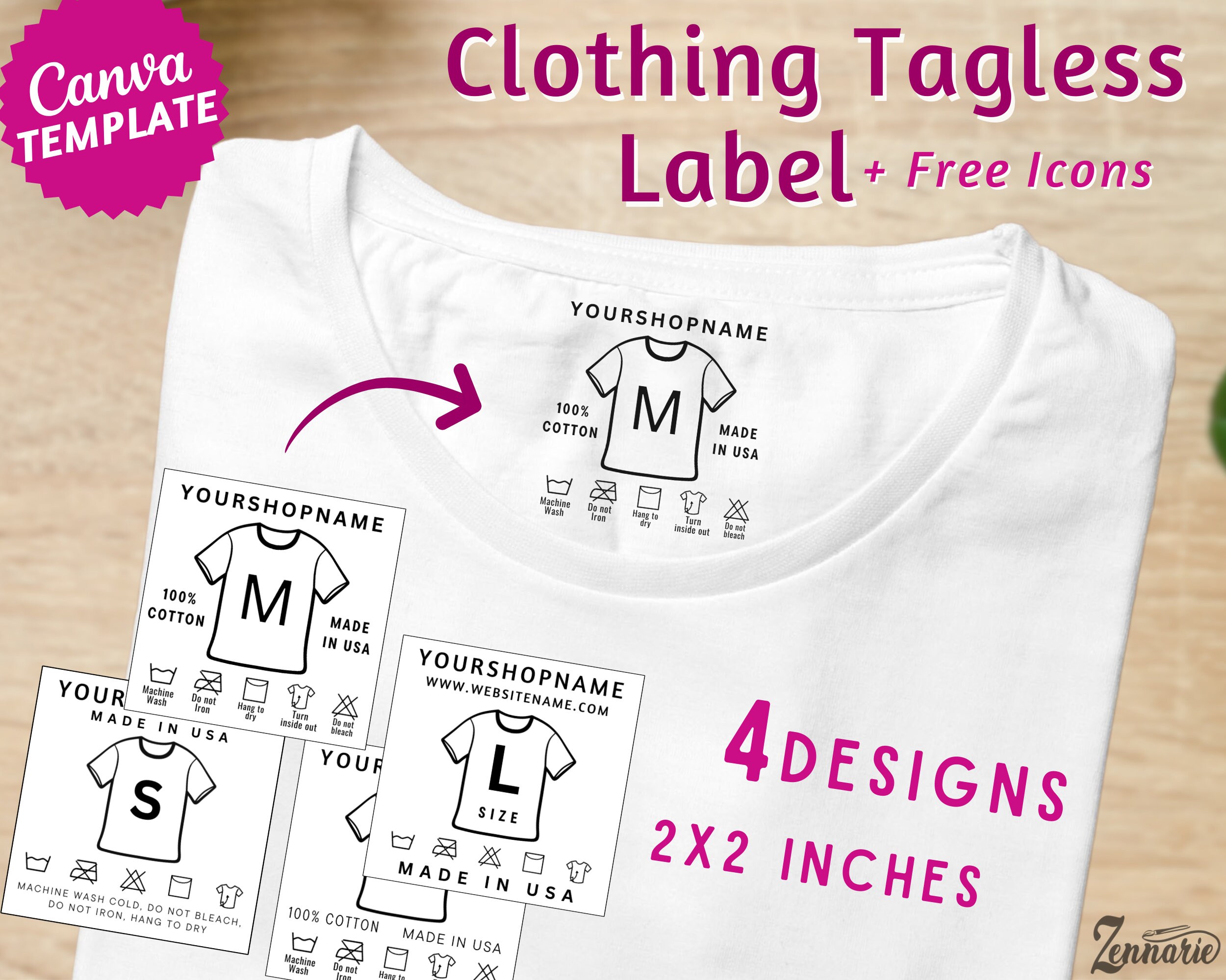 Editable Neck Label for Small Business Clothing Tagless Care ...