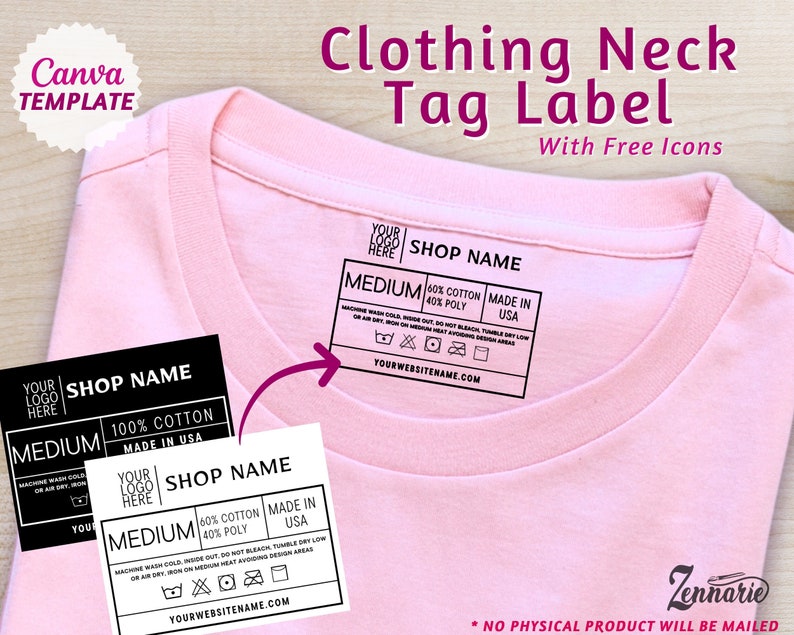 Editable Clothing Neck Label Canva Template DIY Tag Design Custom Label ...