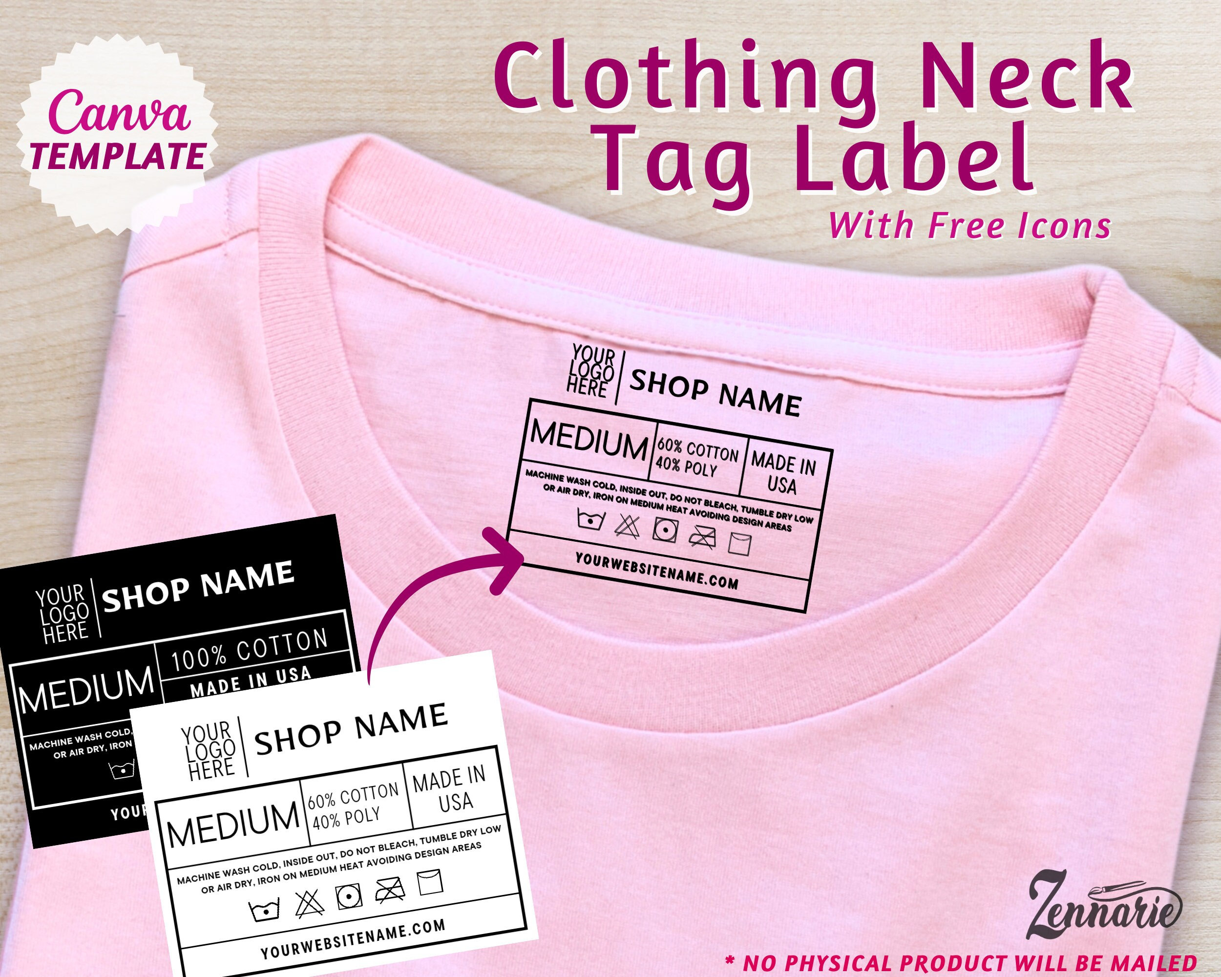 Editable Clothing Neck Label Canva Template DIY Tag Design Custom Label ...