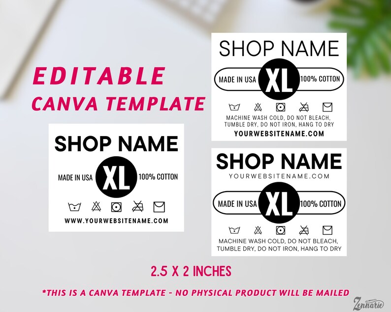Editable Neck Label Canva Template for Clothing Business Tagless Label ...