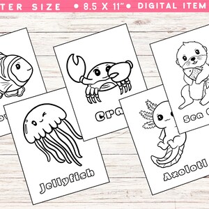 Water Animals Coloring Pages Cute Marine Animals Instant Download ...