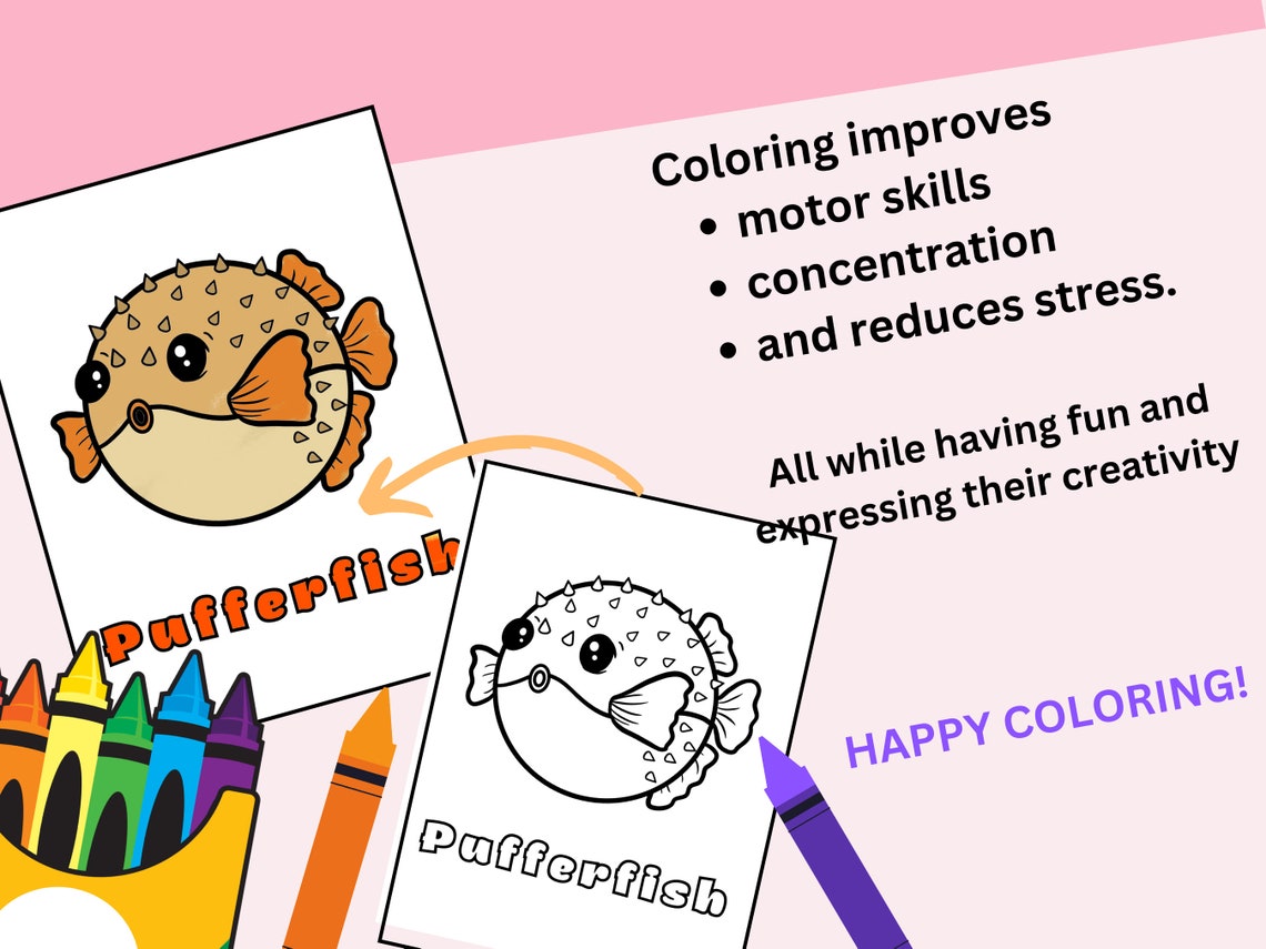 Water Animals Coloring Pages Cute Marine Animals Instant Download ...