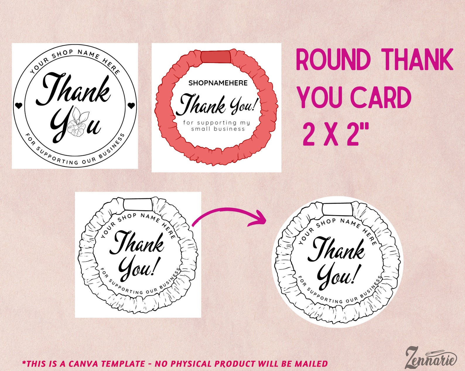 Editable Scrunchie Tag Template for Small Businesses Customizable Easy ...