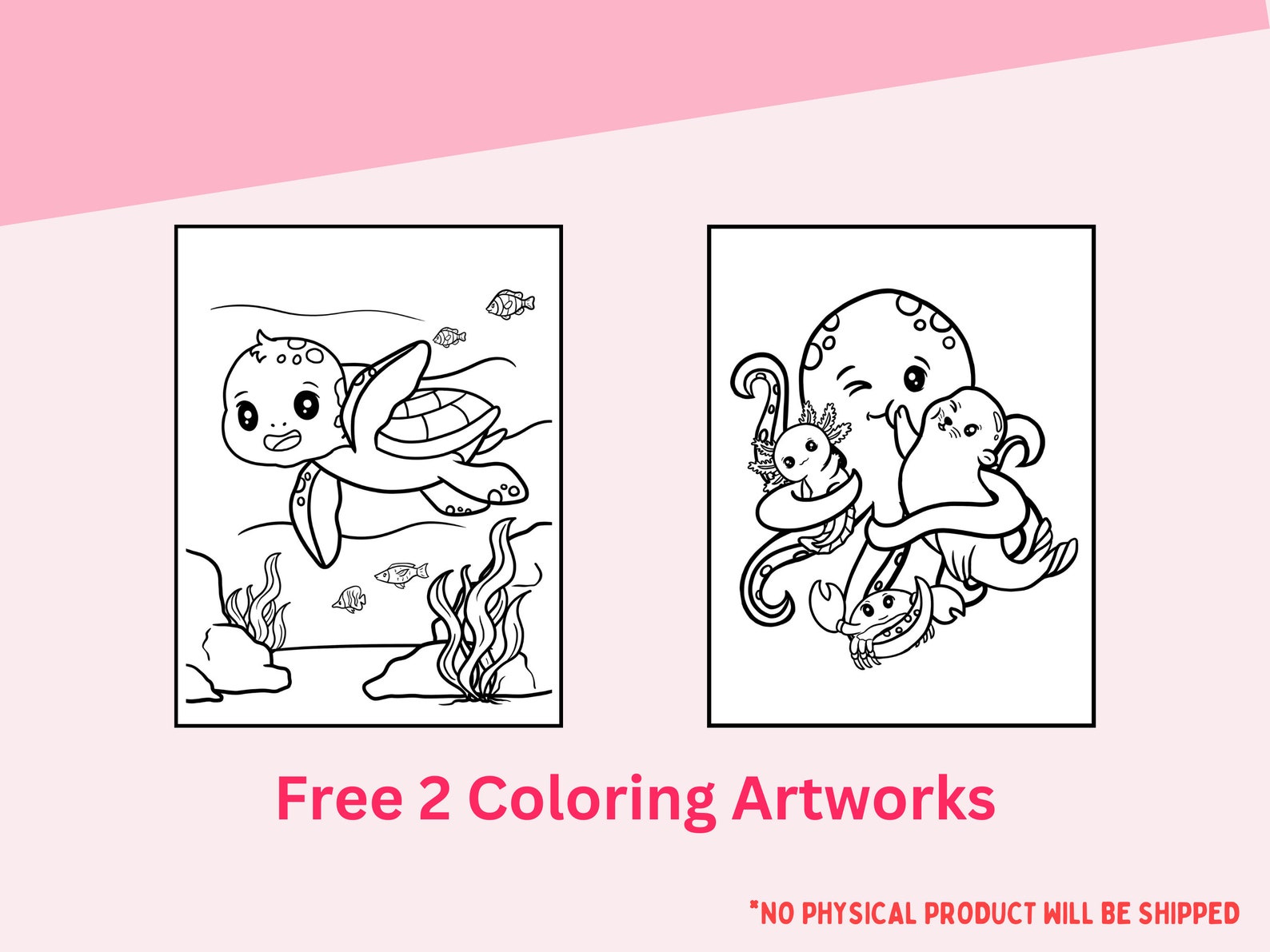 Water Animals Coloring Pages Cute Marine Animals Instant Download ...