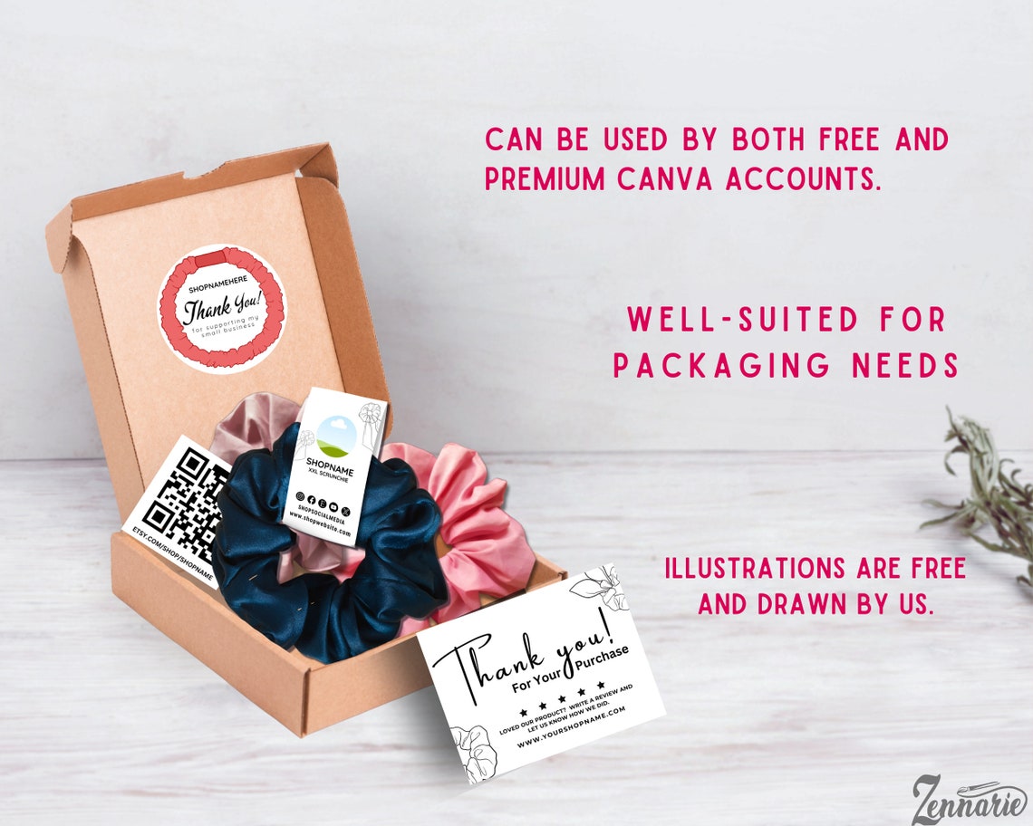 Editable Scrunchie Tag Template for Small Businesses Customizable Easy ...