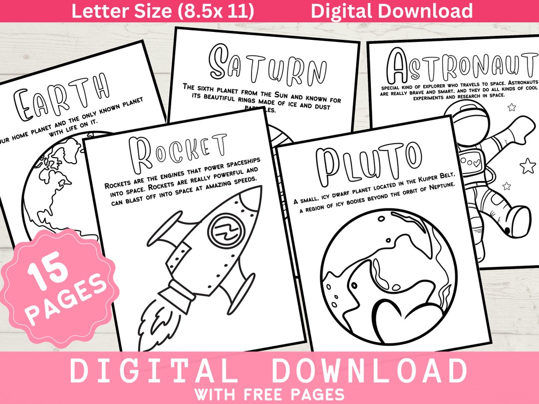 Space Adventure Astronaut Coloring Pages for Kids Activity Worksheet ...