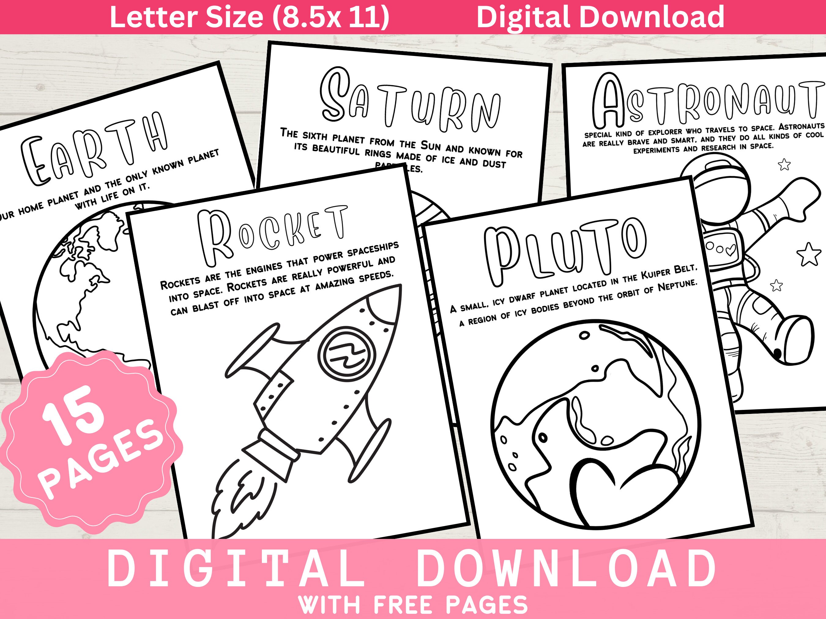 Space Adventure Astronaut Coloring Pages for Kids Activity Worksheet ...