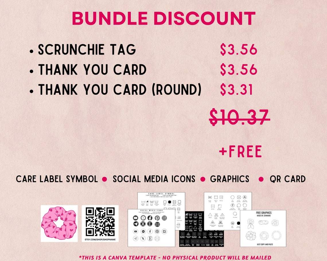 Editable Scrunchie Tag Template for Small Businesses Customizable Easy ...