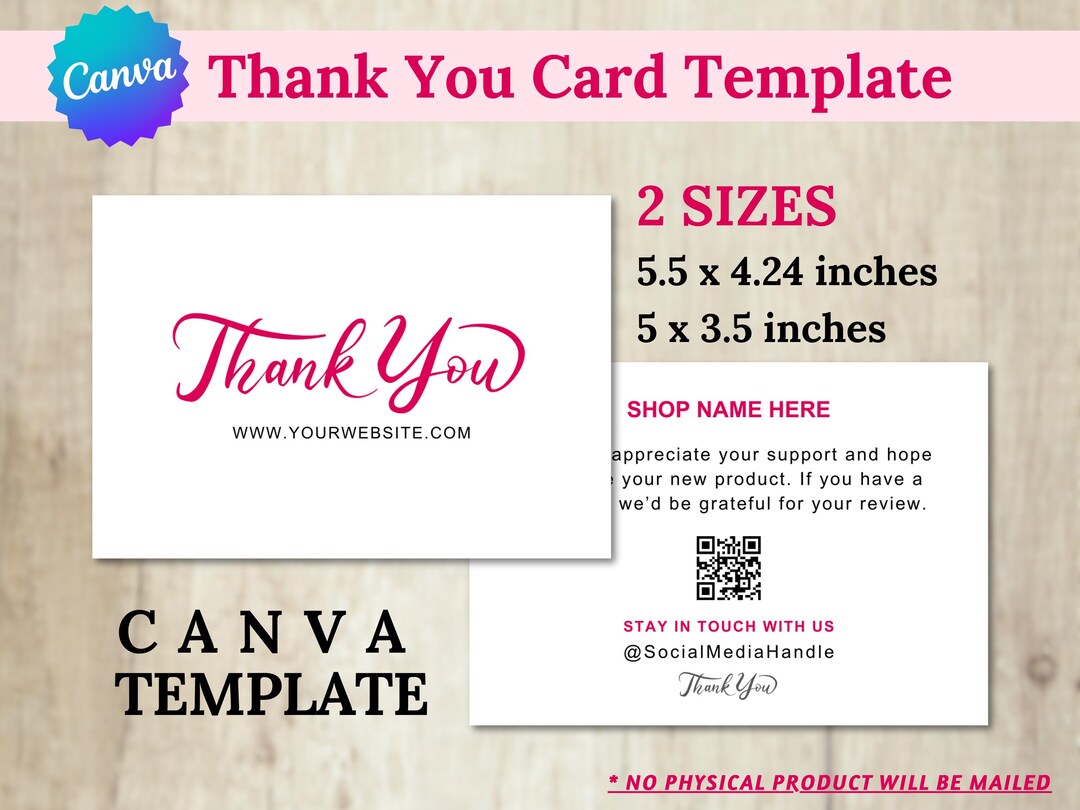 Editable Canva Template Thank You Card for Small Businesses ...