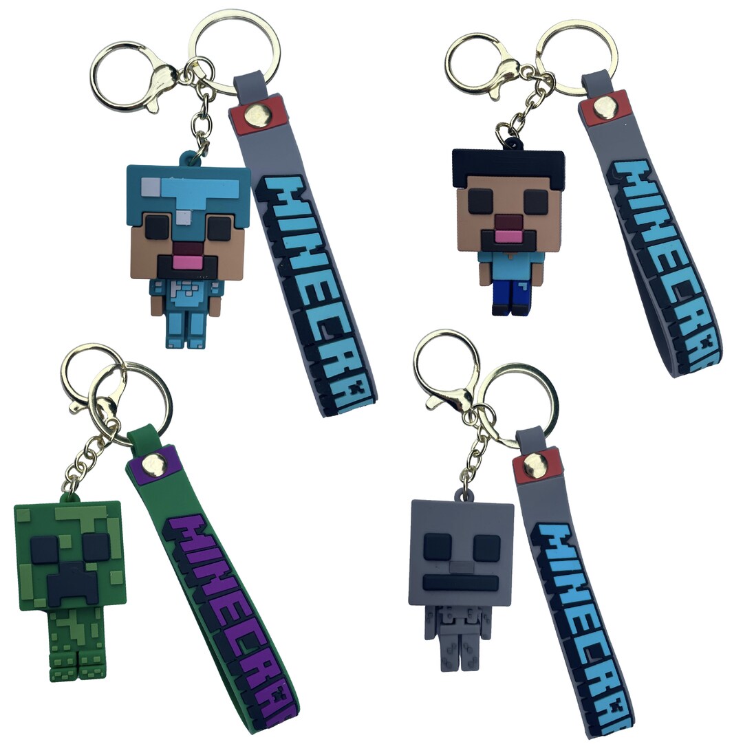 Block-style Minecraft Character Keychains Creeper, Skeleton, Diamond ...