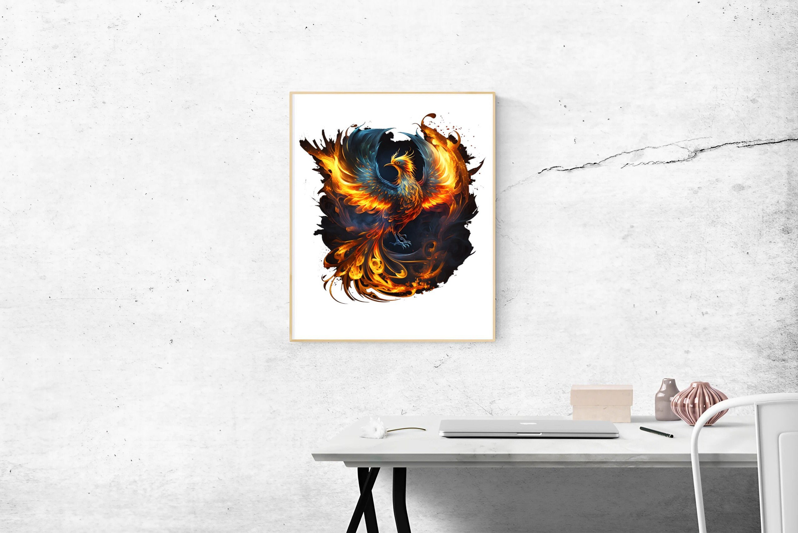 Digital Download of the Flaming Phoenix Unique Art - Etsy