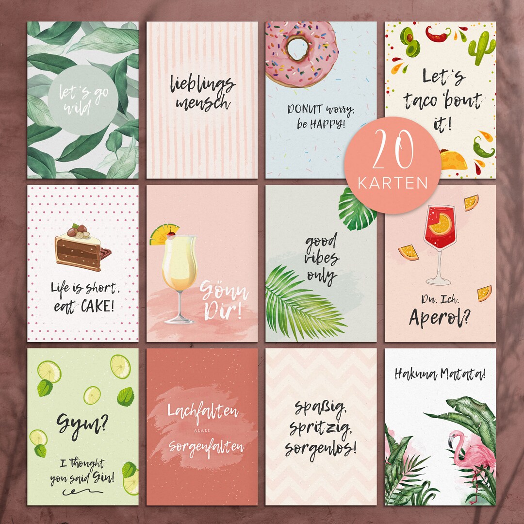 20 Greeting Cards, Postcards for Every Occasion, DIN A6 Greeting Card ...
