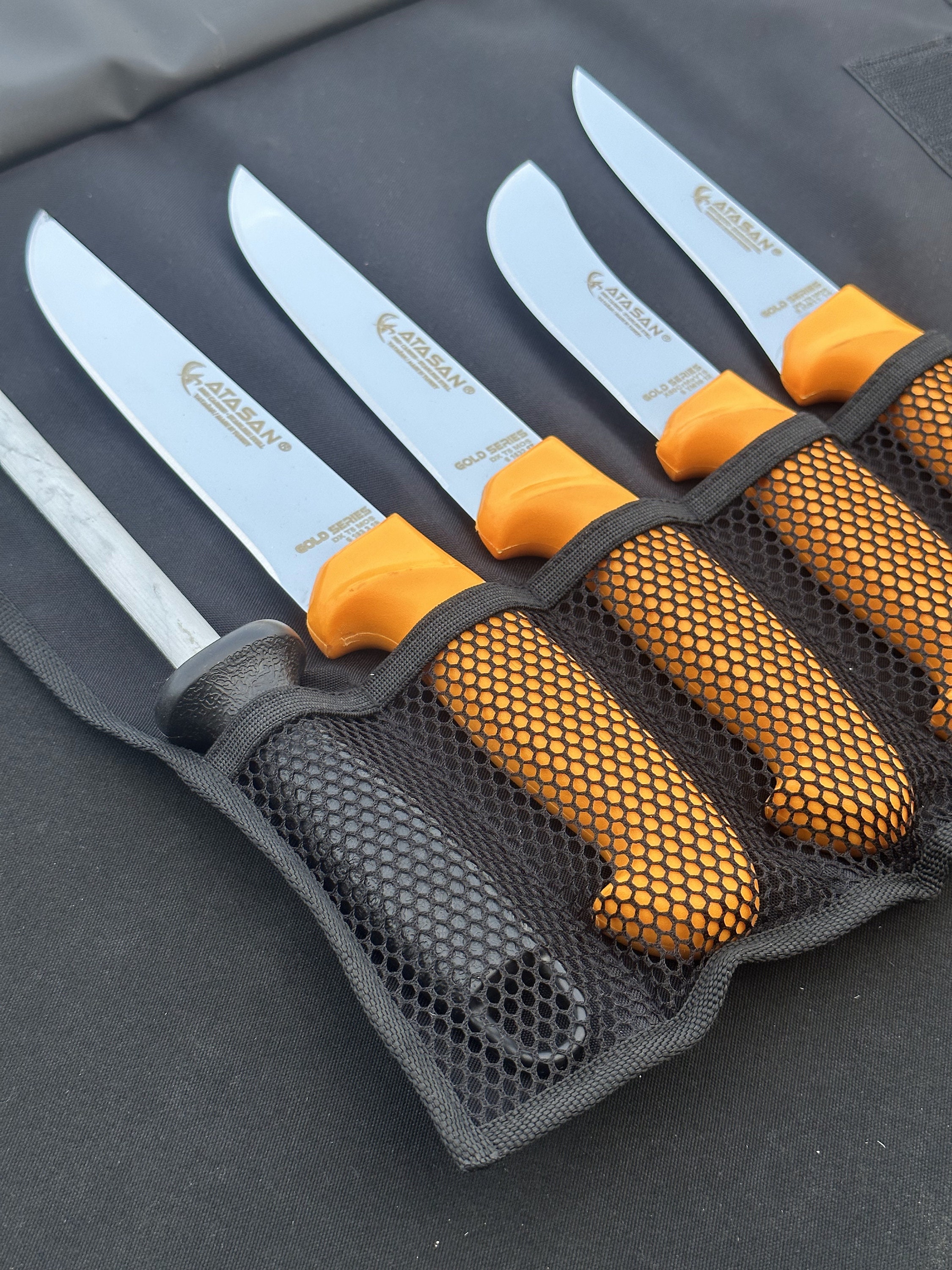 Handmade Gold Butcher Set (1) With Special Carrying Bag Kitchen Knife ...