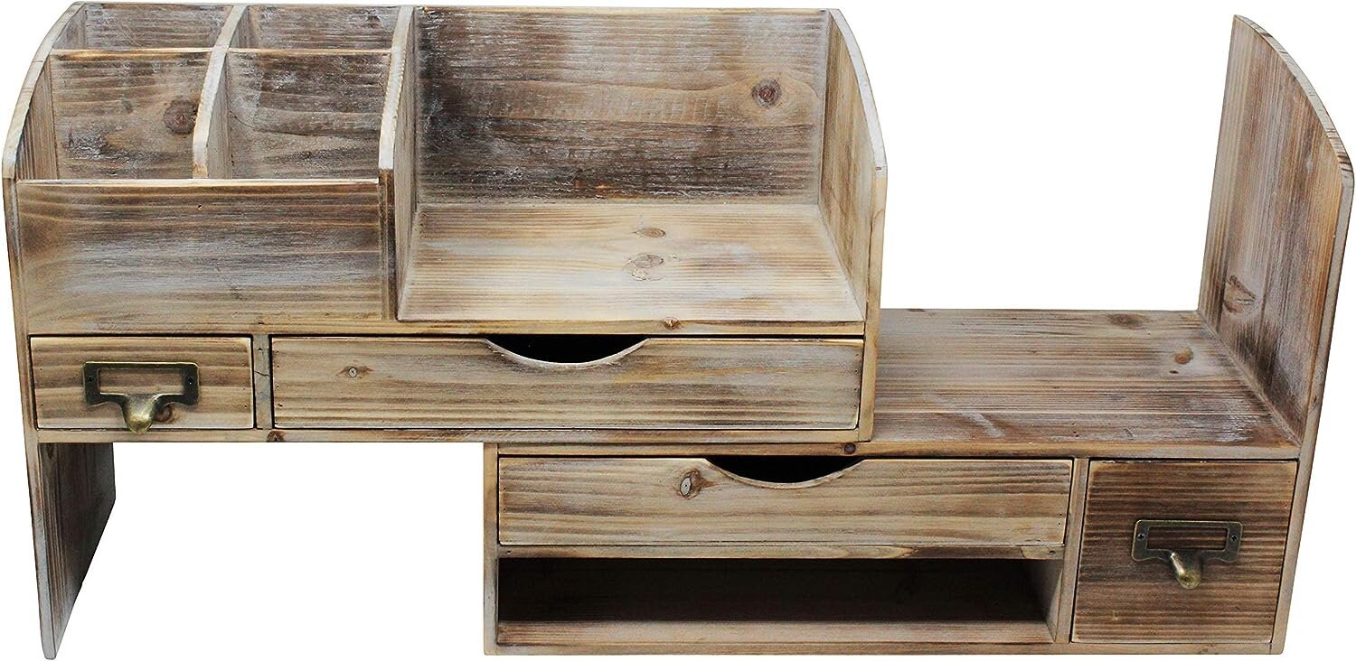 Adjustable Wooden Office Desk Organizer Office Desk Storage Desktop ...