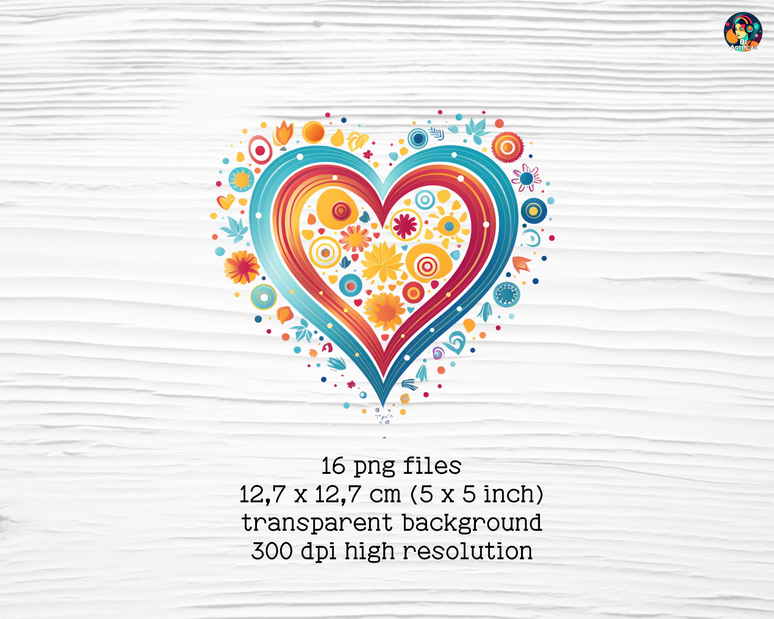 Boho Rainbow Hearts Clip Art Set for Unique Designs and Art Projects ...