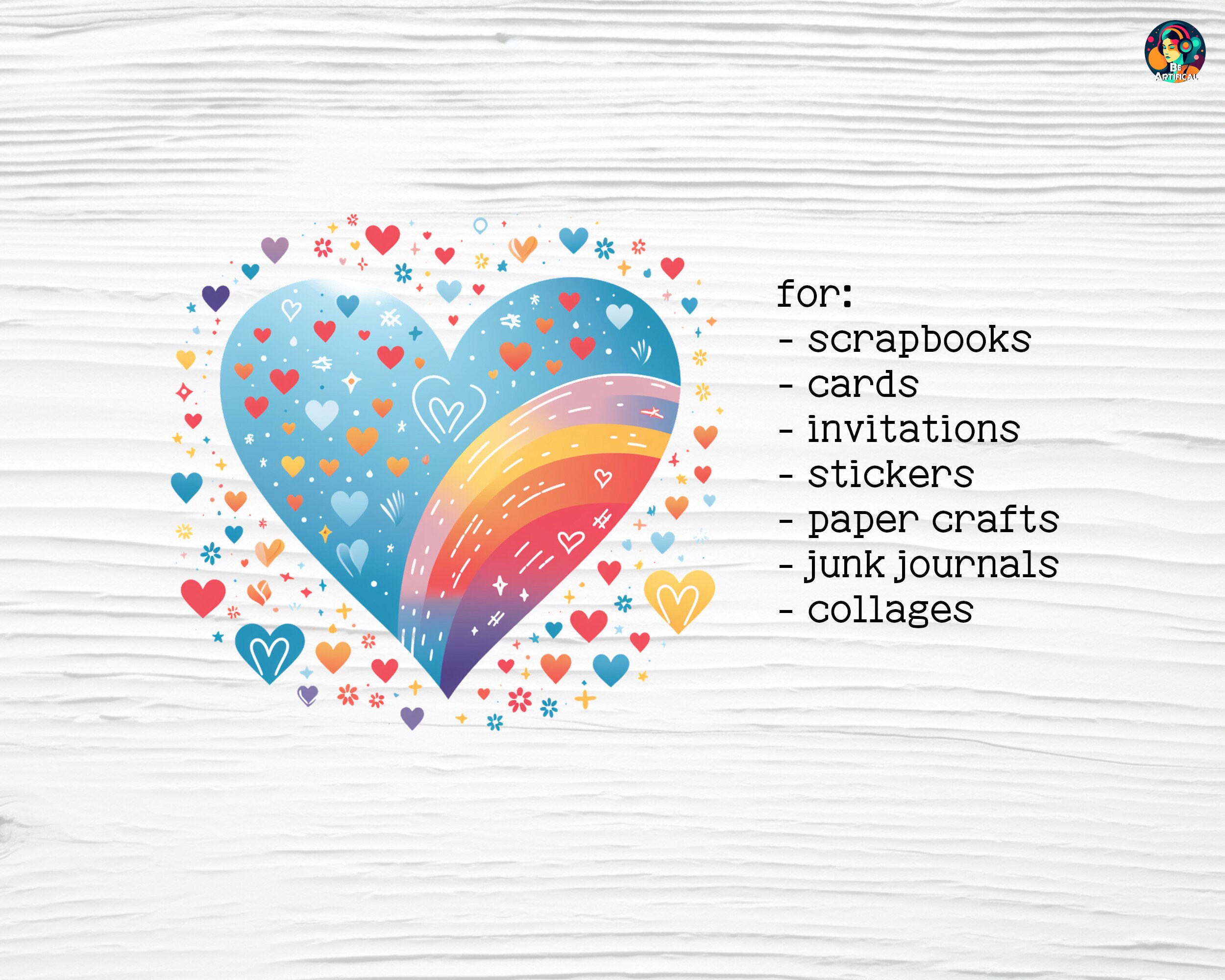 Boho Rainbow Hearts Clip Art Set for Unique Designs and Art Projects ...