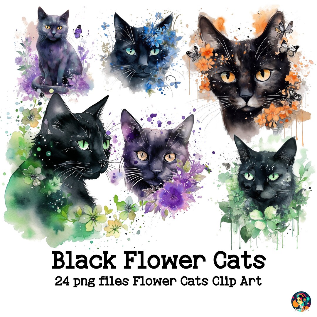 Dreamy Fantasy Black Cat Clip Art Create Magical Projects With This ...