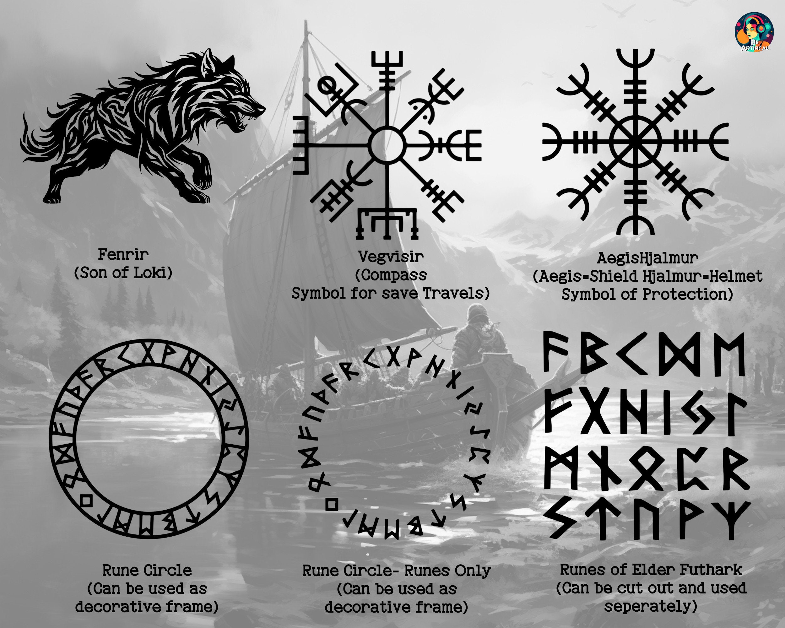 Runas y símbolos vikingos Runas Futhark Svg Runas vikingas nórdicas Png ...