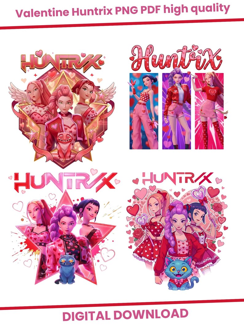 Valentine Huntrix Anime Girl Group PNG | K-pop Demon Hunters Valentine ...