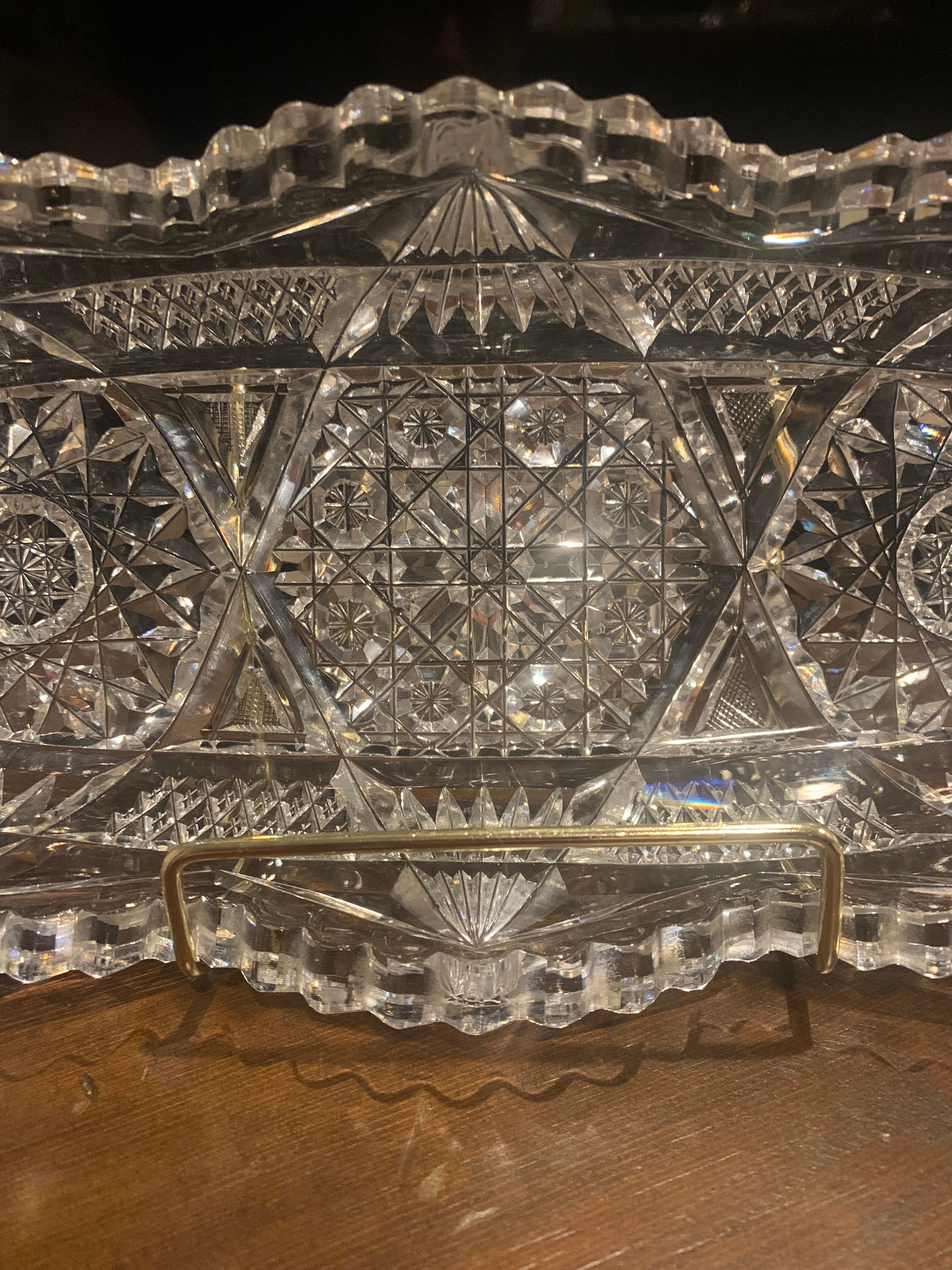 ABP 12 Inch Sawtooth Cut Glass Oval Serving Dish - Etsy