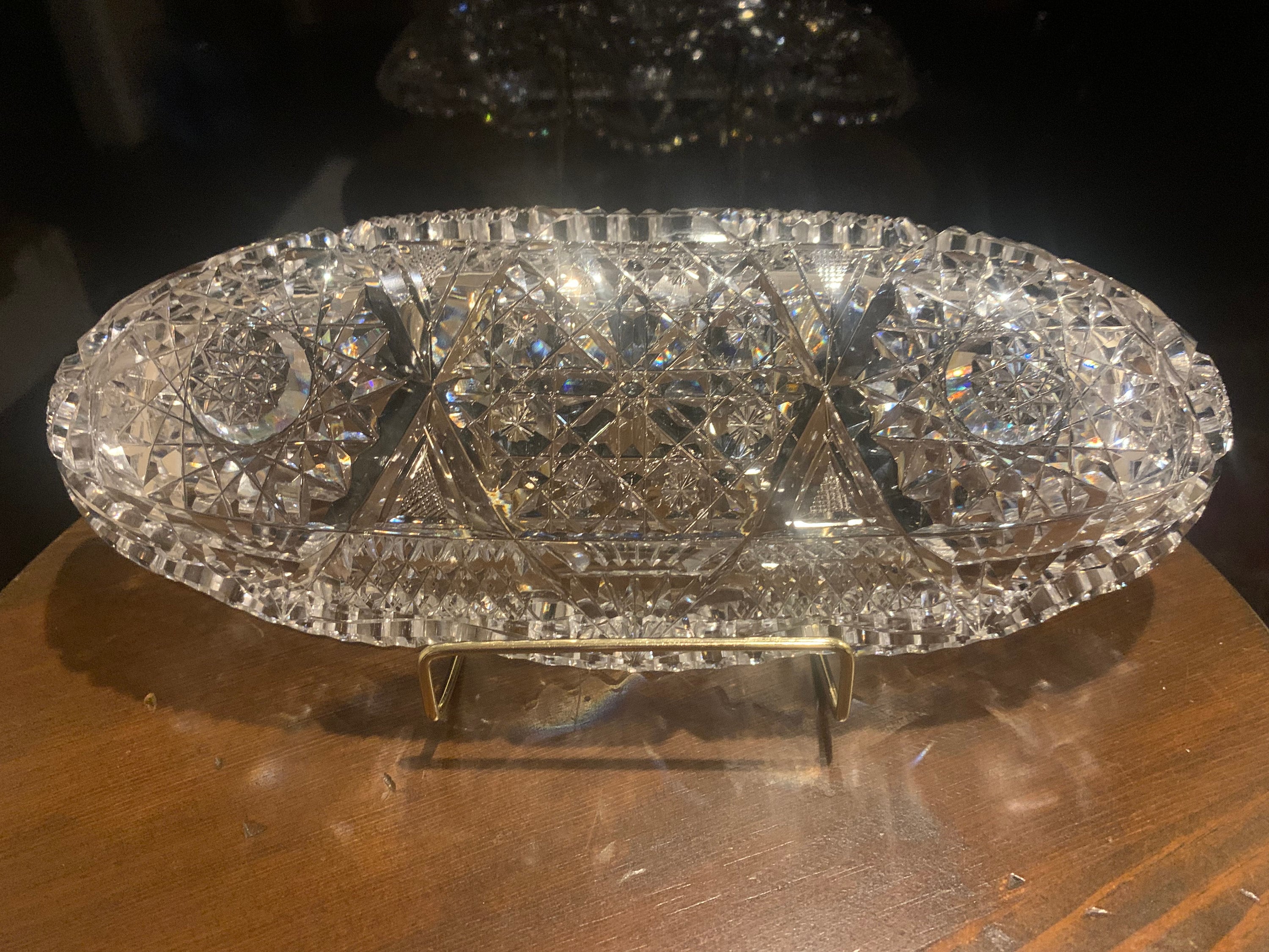 ABP 12 Inch Sawtooth Cut Glass Oval Serving Dish - Etsy