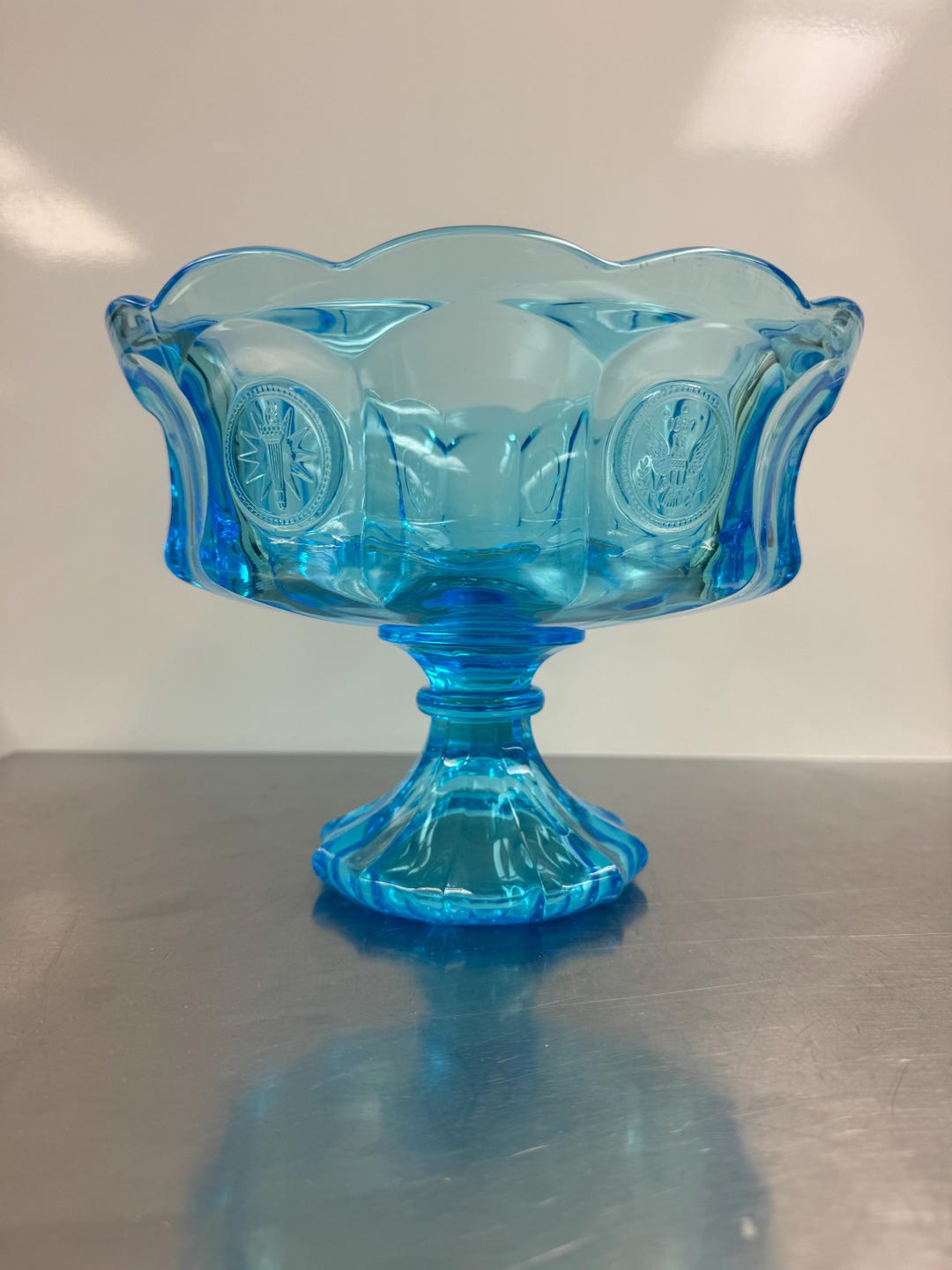 Fostoria Older Blue Coin Glass 1372 6 5/8 Inch Compote With No Lid - Etsy
