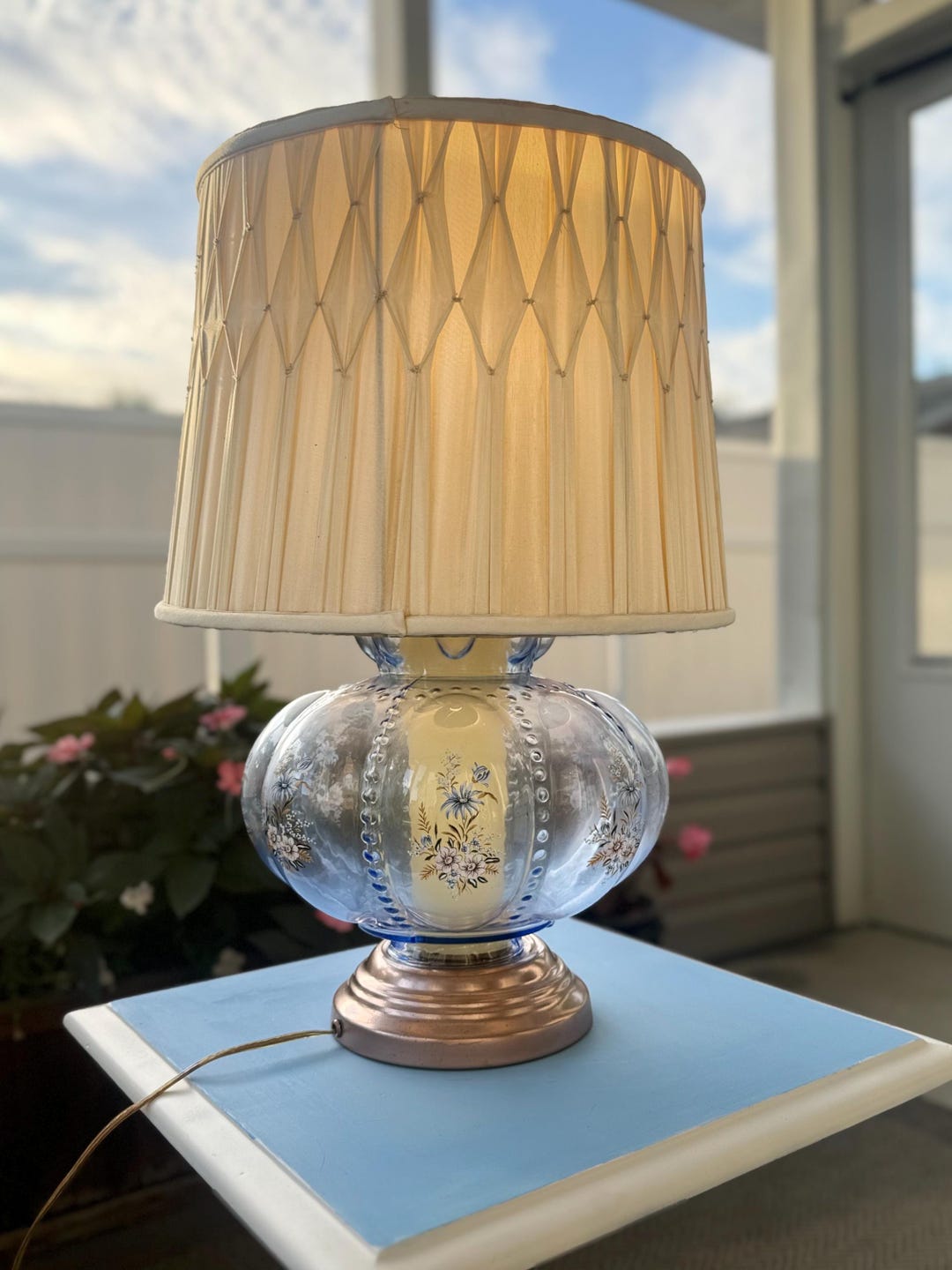 MCM Carl Falkenstein Blue Glass Hollywood Regency Table Lamp - Etsy