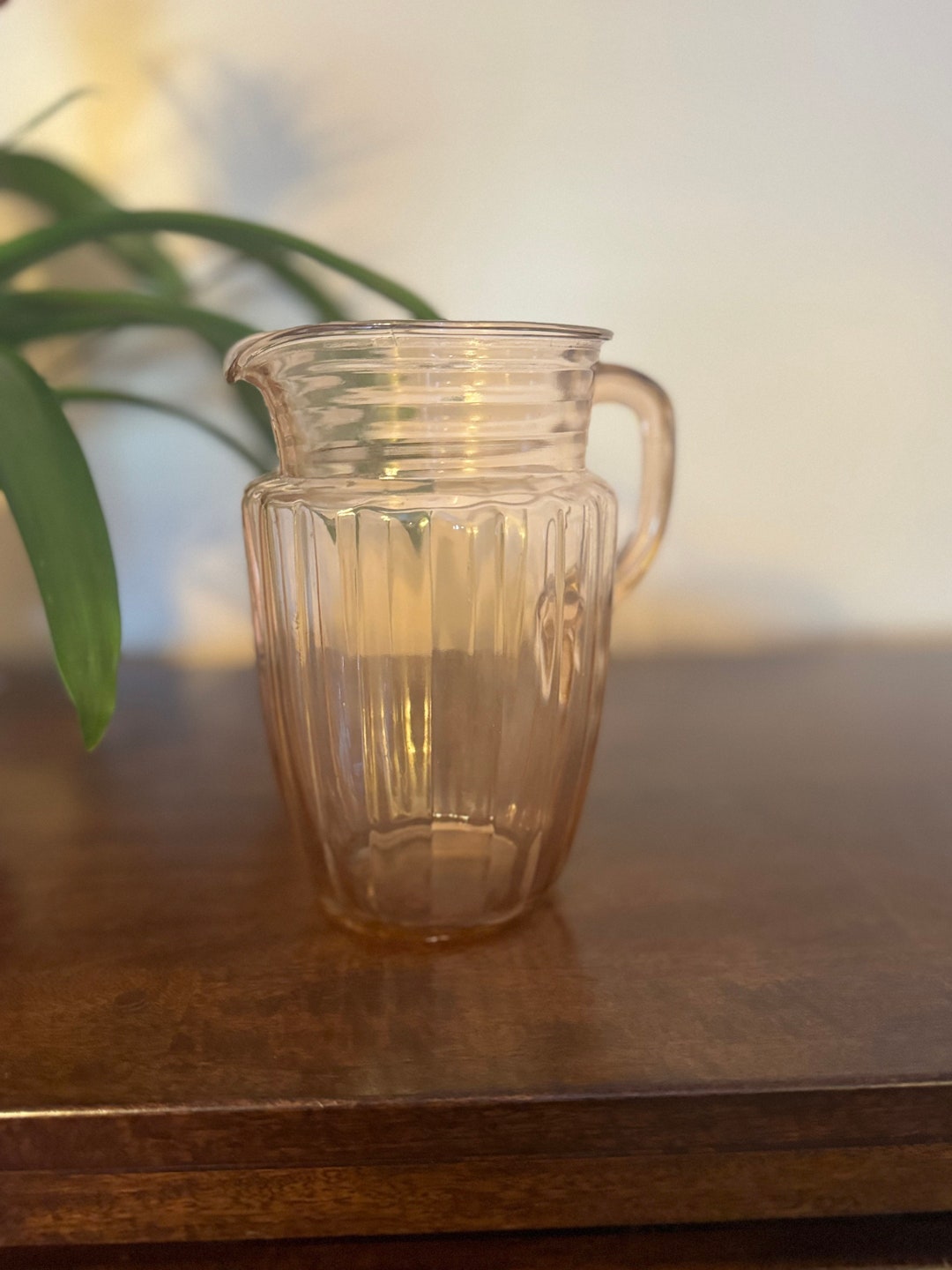 64 Ounce 7 1/2 Inch Pillar Optic Pink Depression Glass Pitcher by ...