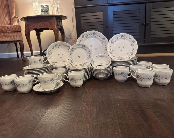 102 Piece Dinnerware Set of Blue Garland (thailand Traditions) With 12 ...