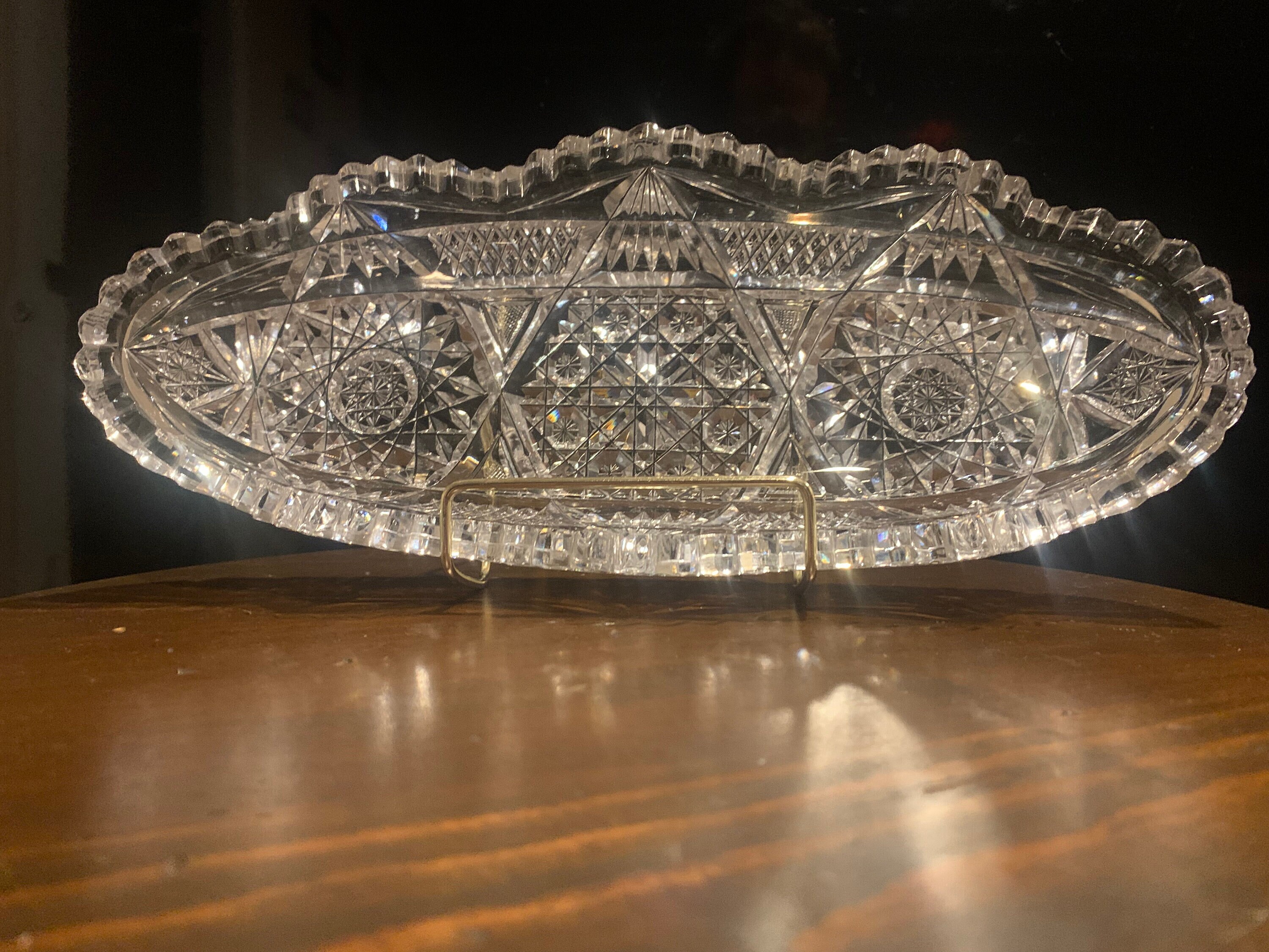 ABP 12 Inch Sawtooth Cut Glass Oval Serving Dish - Etsy