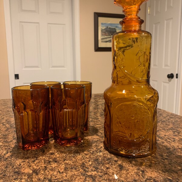 Amber Glass Decanter - Etsy