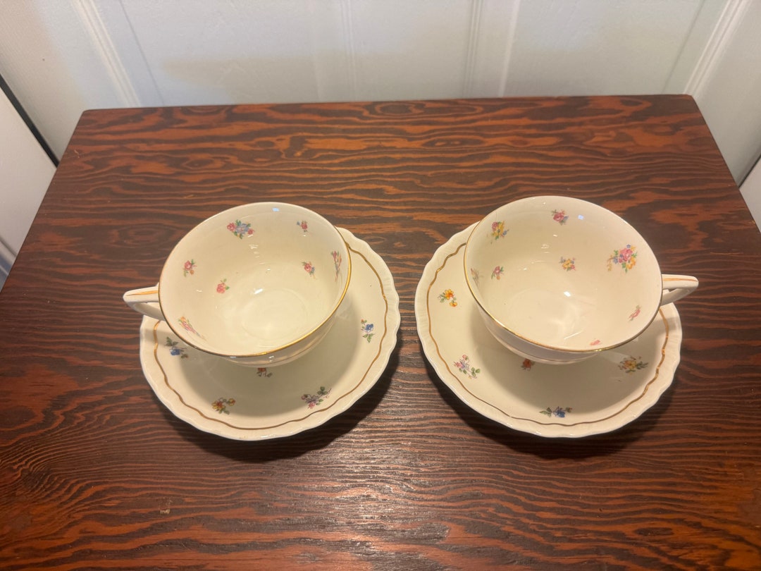 Pair of Warwick AB-514 Floral Pattern Cup and Saucer Sets - Etsy