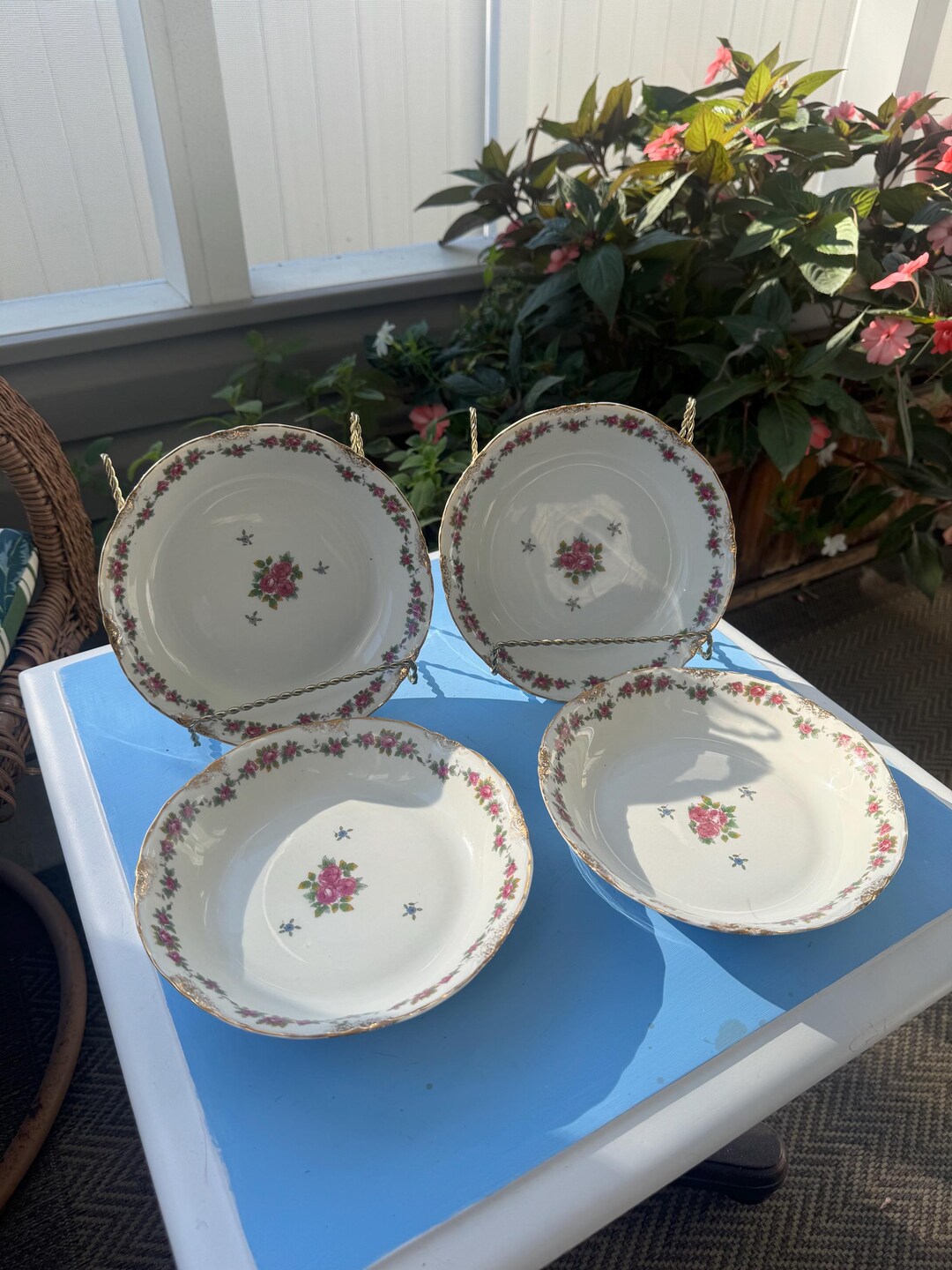 Warwick China Floral Soup Bowls, Set of 4, Gold Accent - Etsy