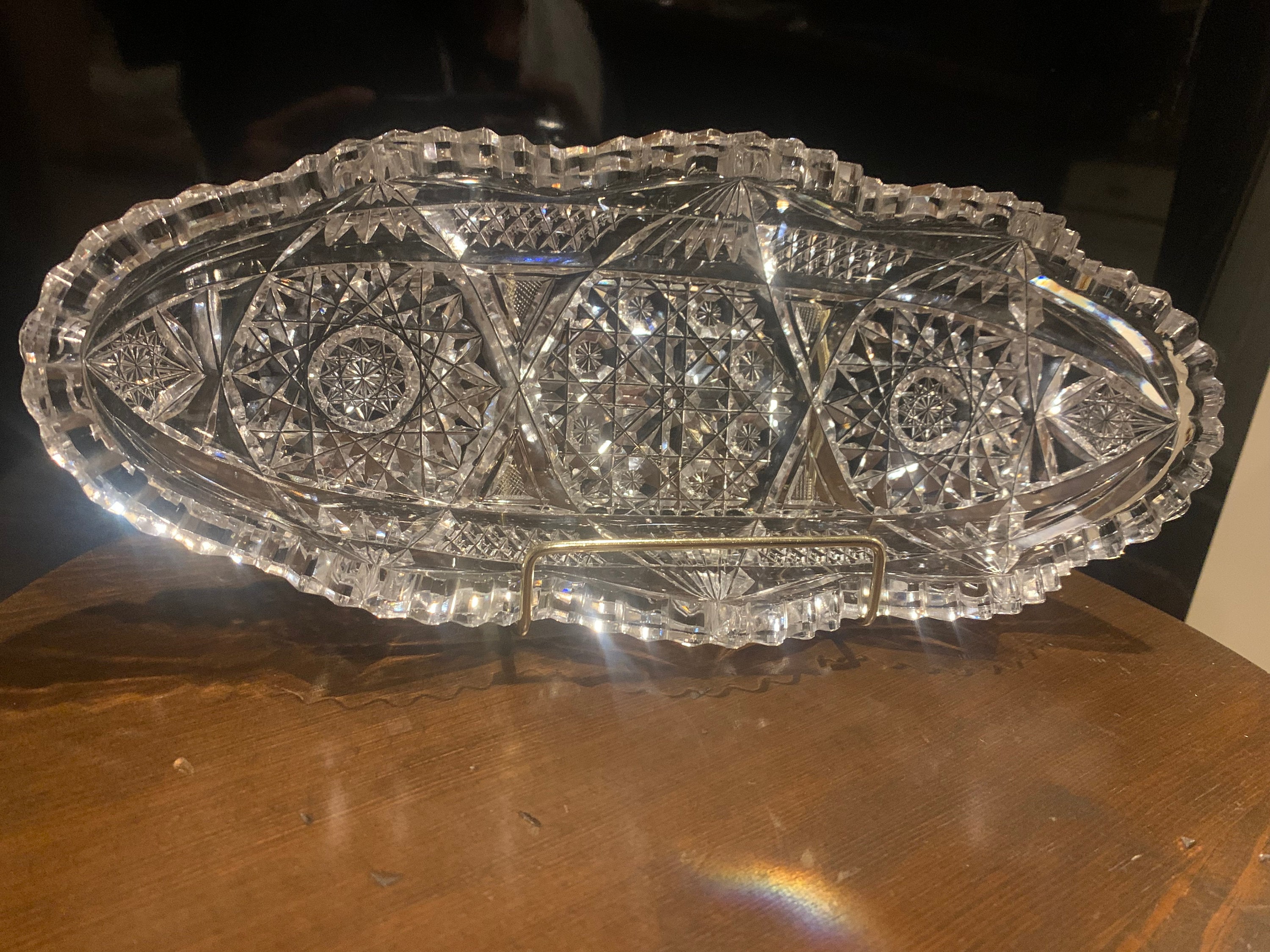 ABP 12 Inch Sawtooth Cut Glass Oval Serving Dish - Etsy