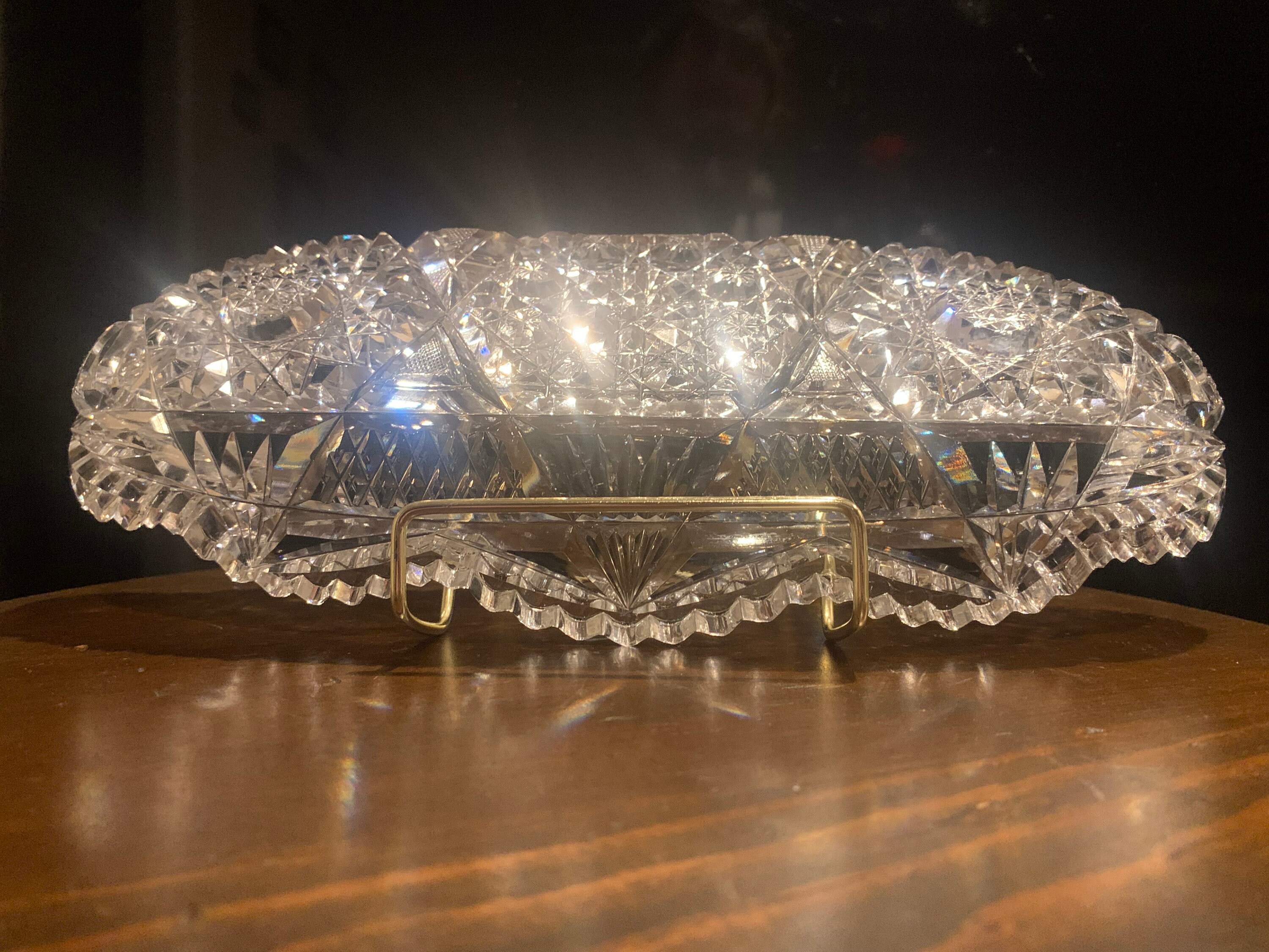 ABP 12 Inch Sawtooth Cut Glass Oval Serving Dish - Etsy