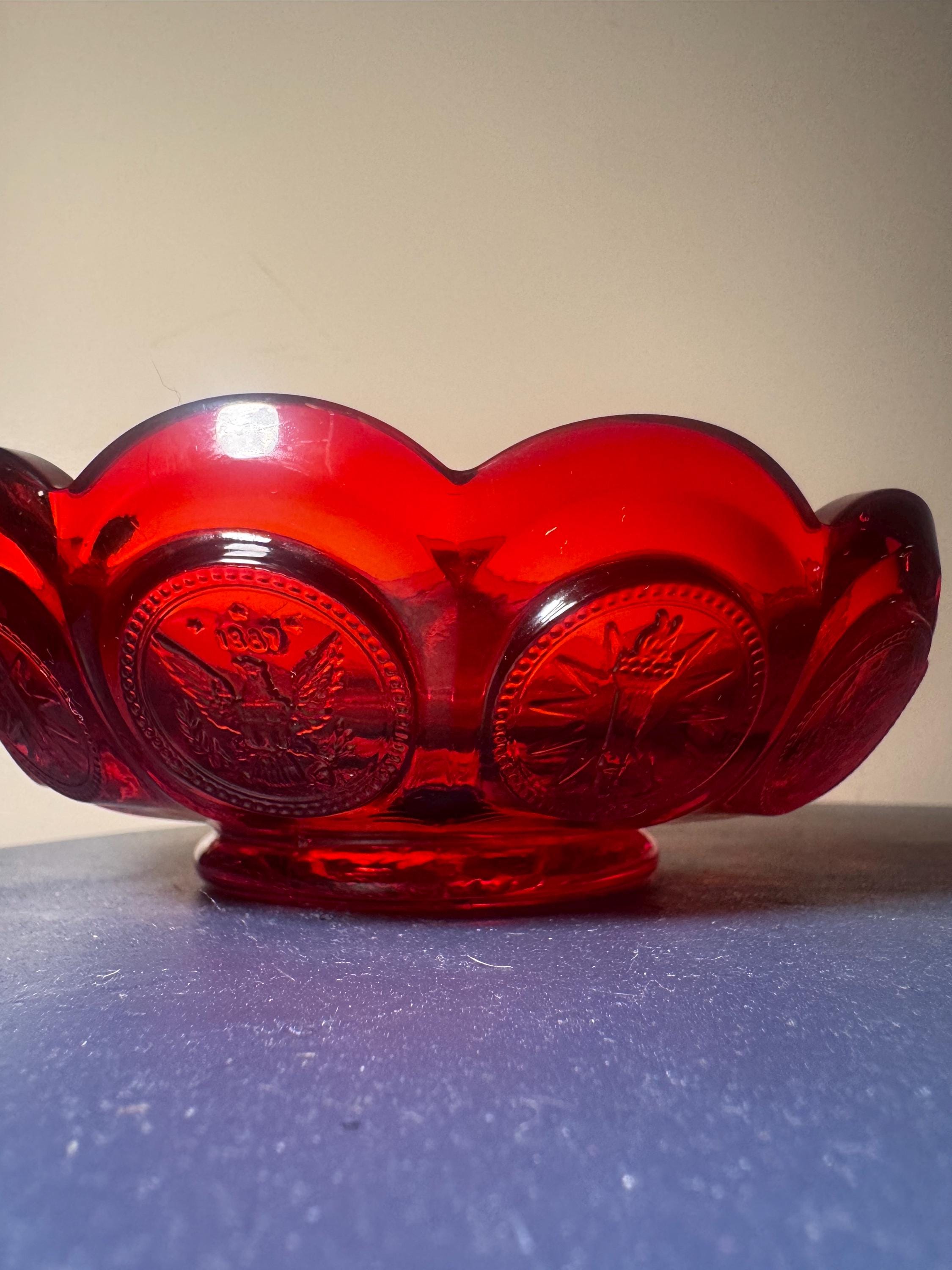 Pair of 6 3/8 Inch Red Fostoria Coin Glass (1372) Handled Nappies - Etsy