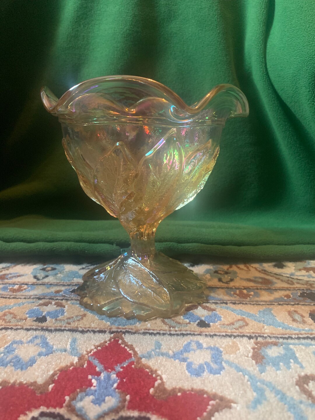 6 Inch Everglade White Carnival Glass Compote/vase by Imperial Glass - Etsy