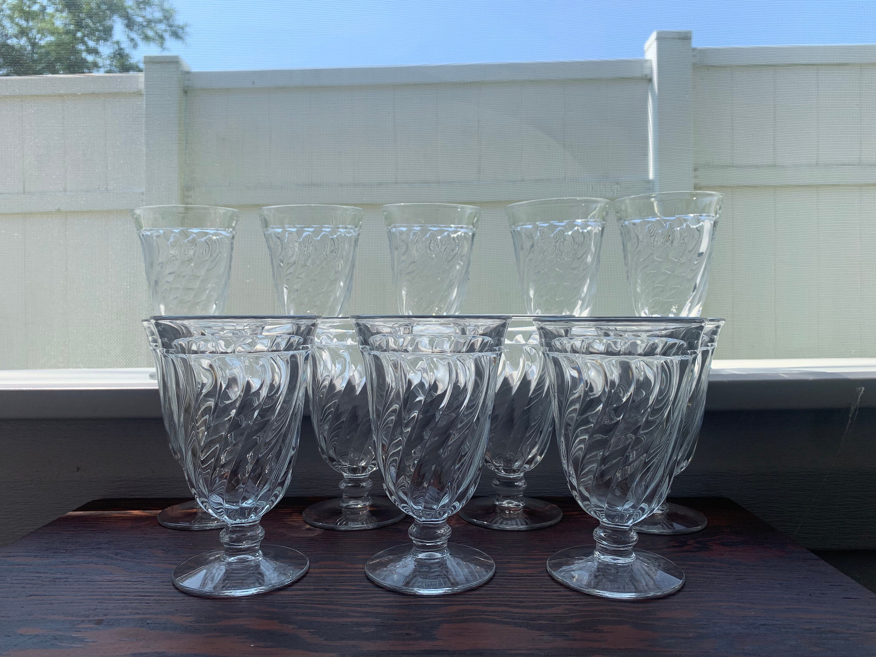 Eleven Fostoria Colony Pattern 2412 Heavy Swirl 5 1/2 Inch Iced Tea ...