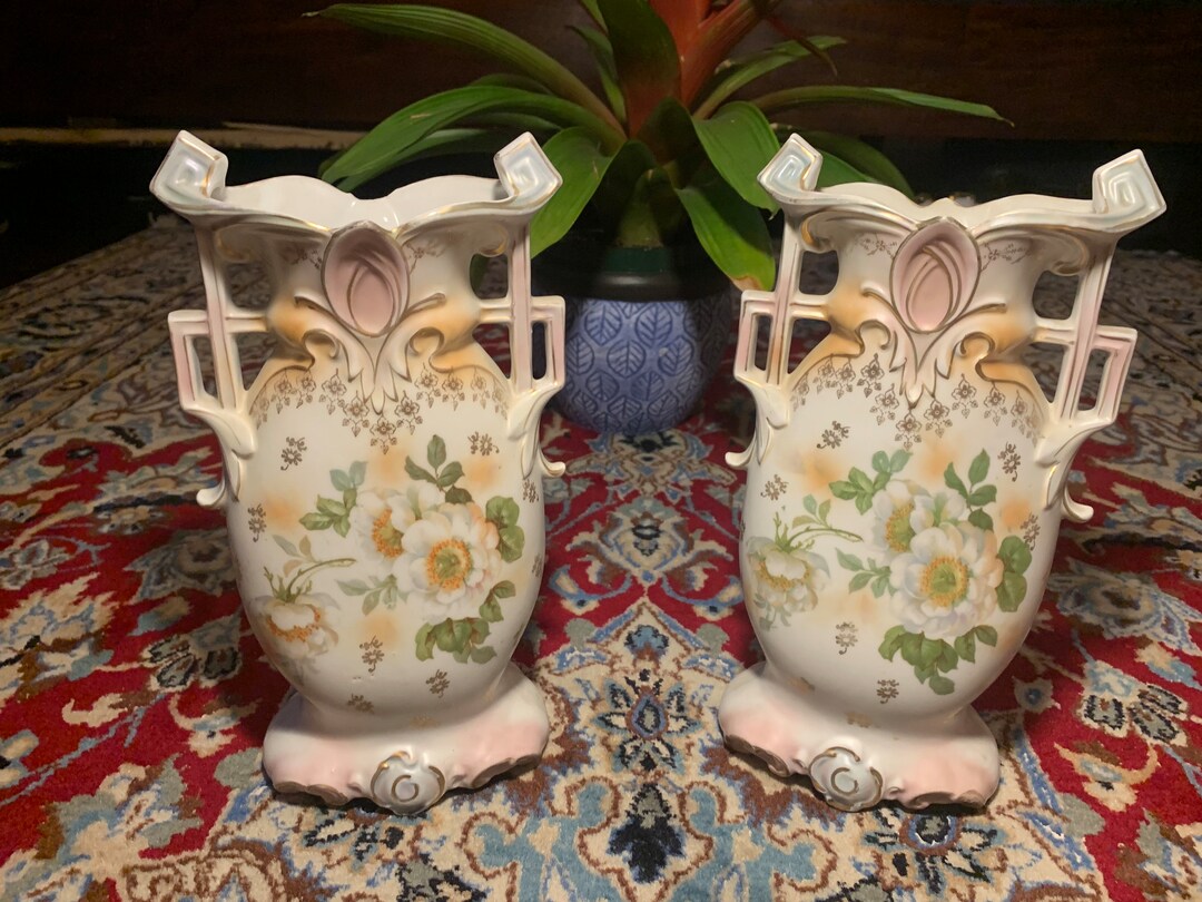 Pair of Hand Painted Porcelain IPF Vases Produced in Germany - Etsy