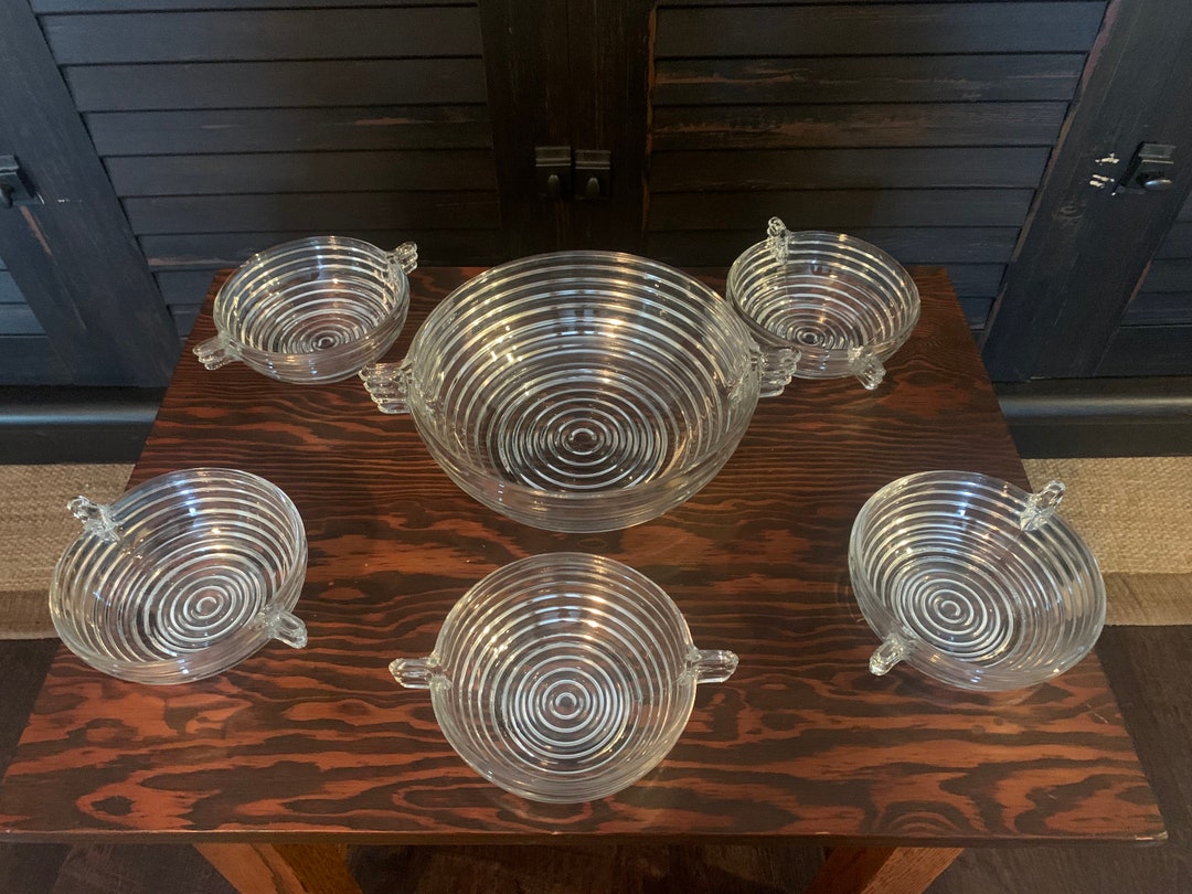 Set of Manhattan Clear Ribber Depression Glass Bowls by Anchor Hocking ...