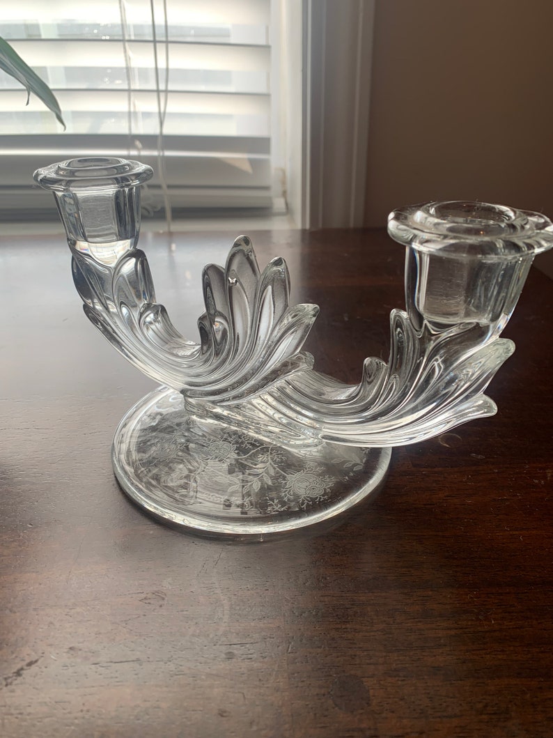 Pair of Double Candlesticks in Baroque Style With Chintz Etching From ...