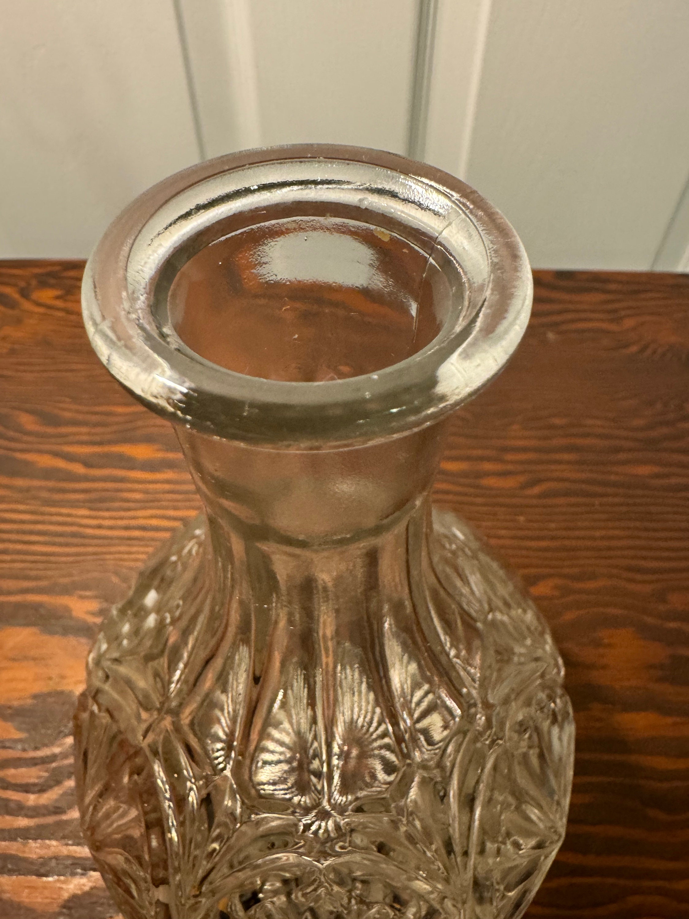 Anchor Hocking Pressed Glass Medallion Clear 7 1/2 Inch Decanter no ...