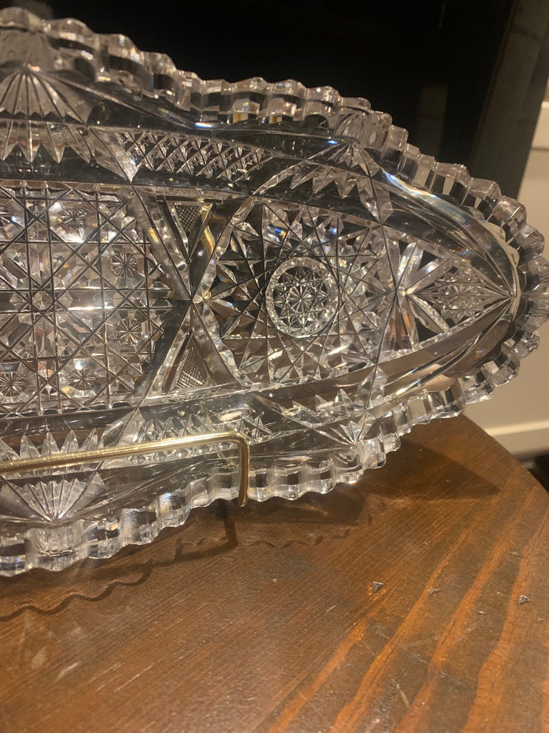 ABP 12 Inch Sawtooth Cut Glass Oval Serving Dish - Etsy