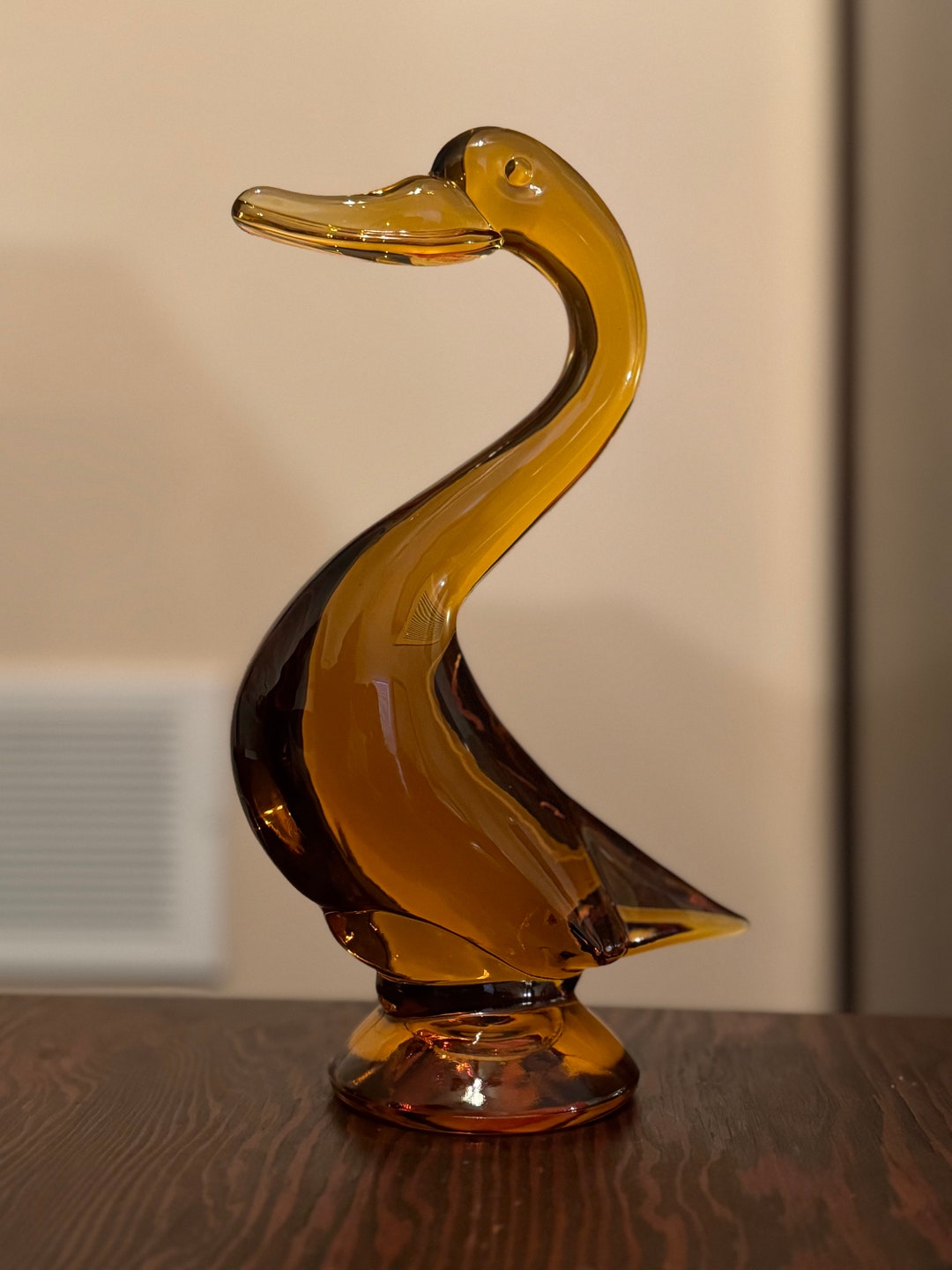 Large Amber Epic Duck 1317 Figurine by Viking Glass - Etsy