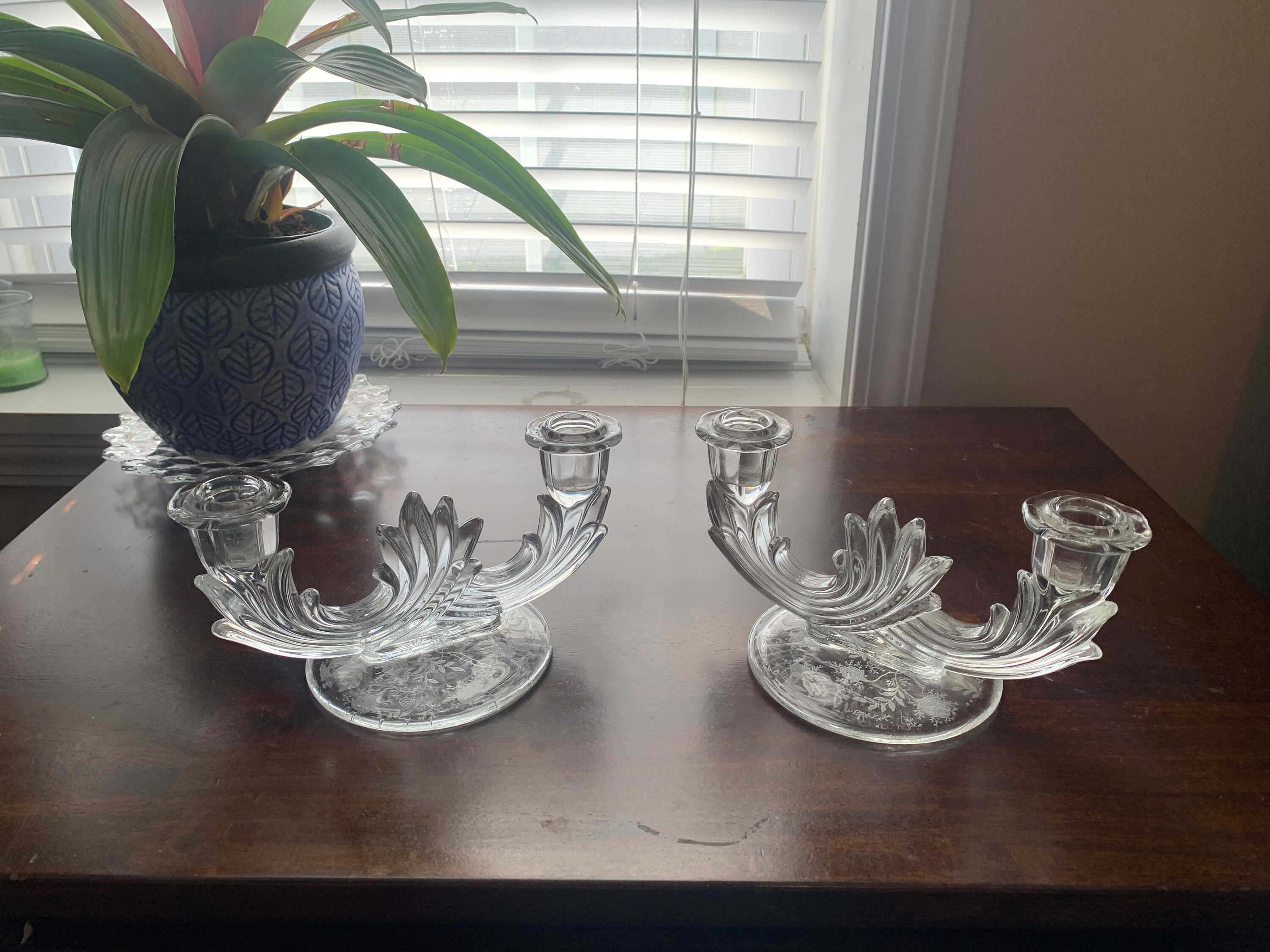 Pair of Double Candlesticks in Baroque Style With Chintz Etching From ...