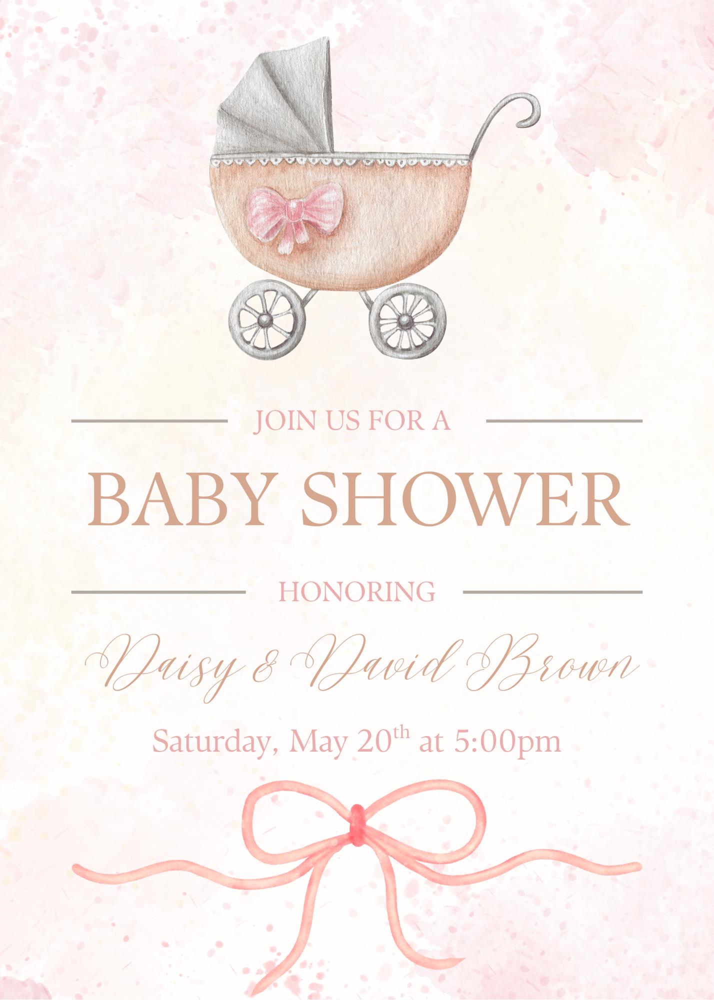 Pink Perfection – Baby Girl Shower Invitation Template - Etsy