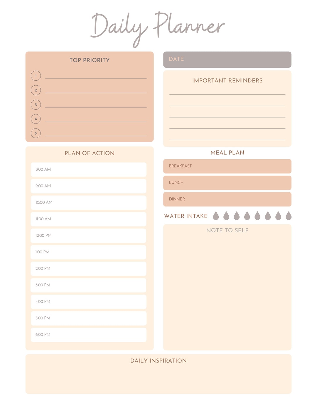 Soft Colors Daily Planner Page | Digital Download | Stay Organized and ...