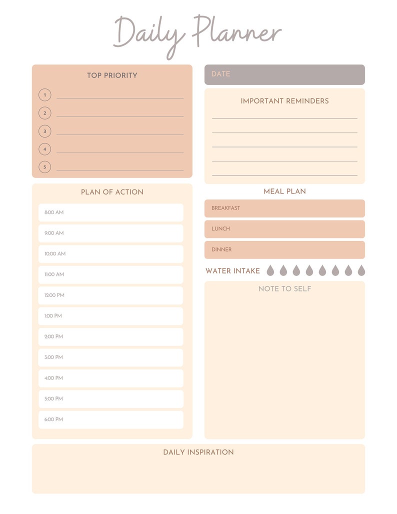 Soft Colors Daily Planner Page | Digital Download | Stay Organized and ...